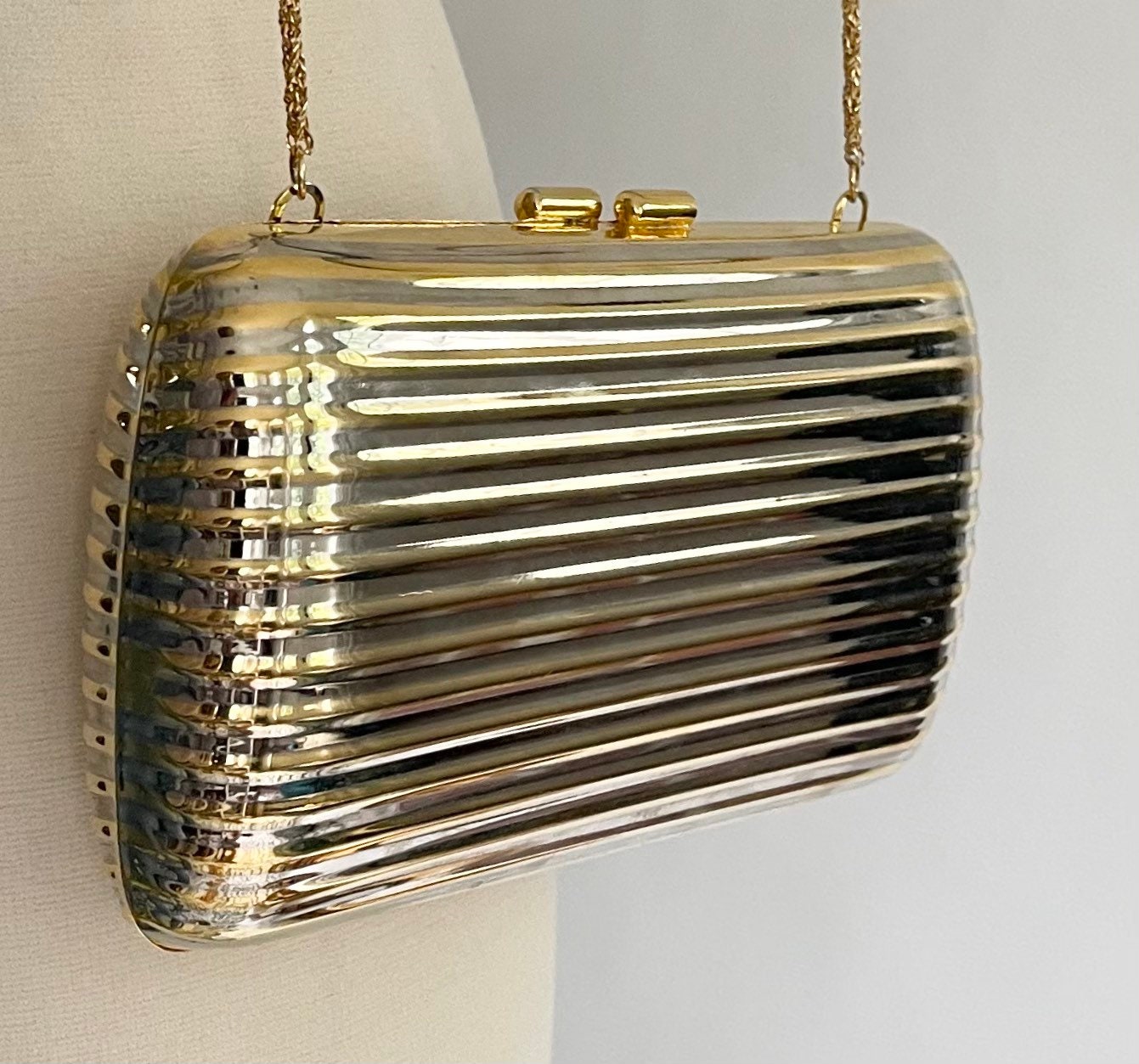 Walborg Gold Box Purse Clutch Vintage Gold Tone Metal Evening Bag ...
