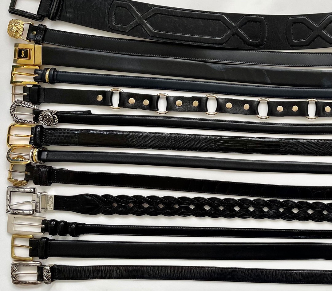 Solid Black Leather Belt Vintage Mens Women's Belts Minimalist Simple ...