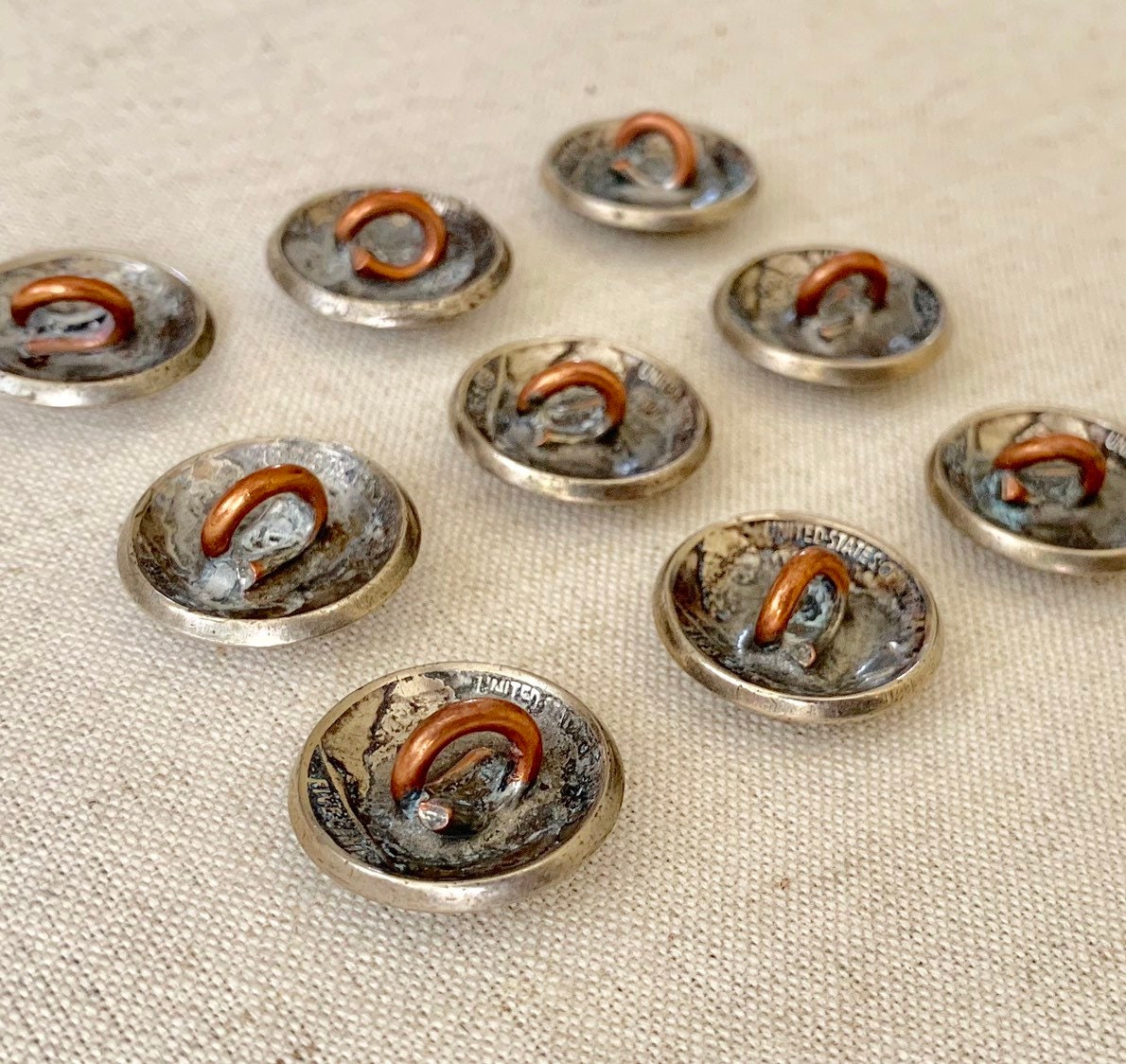 Buffalo Nickel Button Set Lot Set of 9 Vintage Native American Image ...