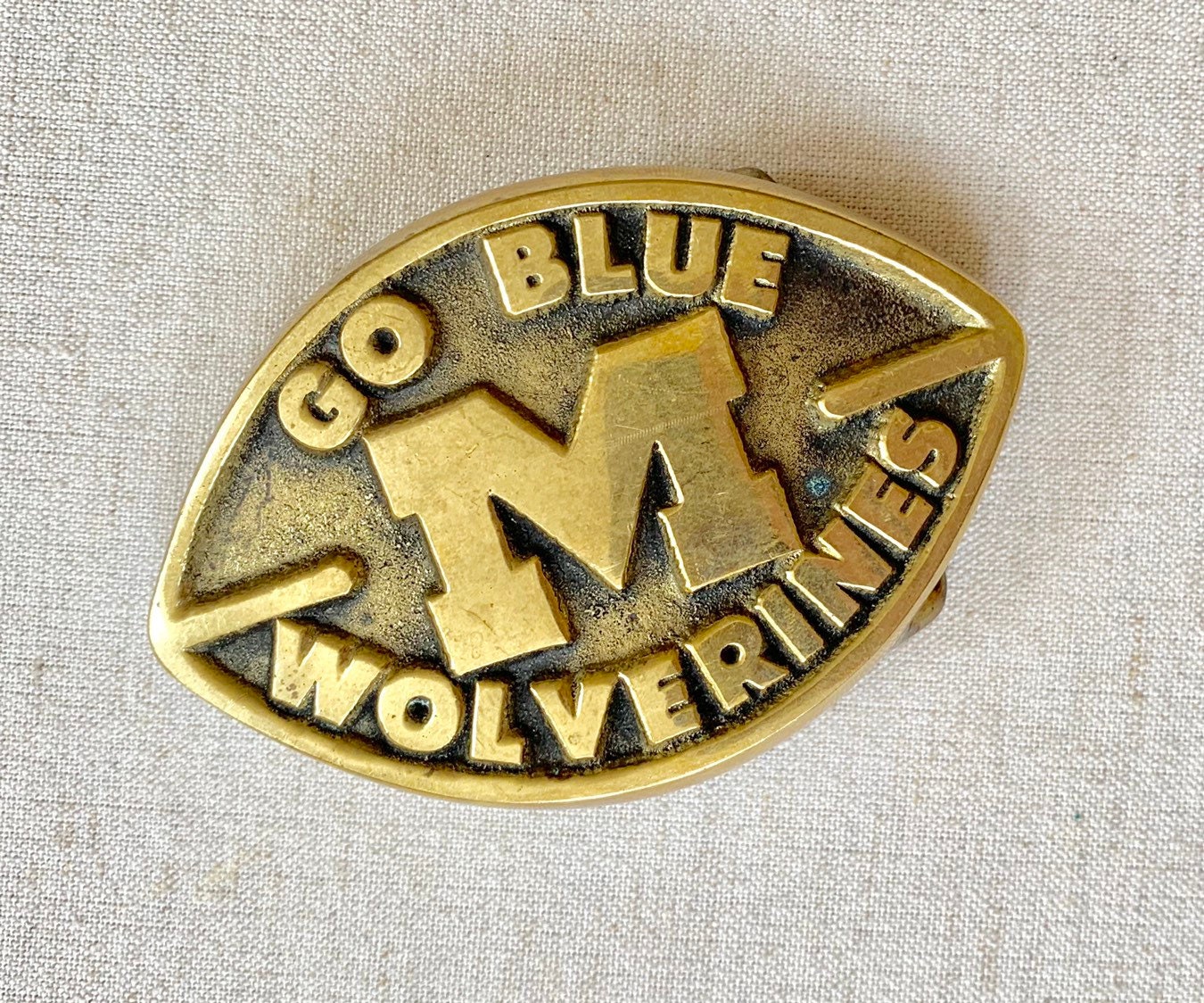 Heavy Michigan Wolverines Buckle Thick Brass Vintage Belt Buckles Go ...