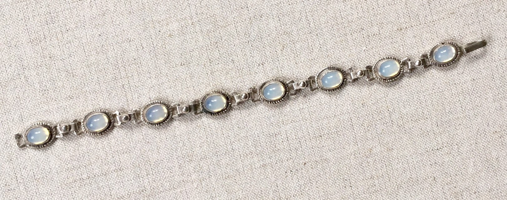 Moonstone Sterling Silver Bracelet Chain Link Southwest Native American ...