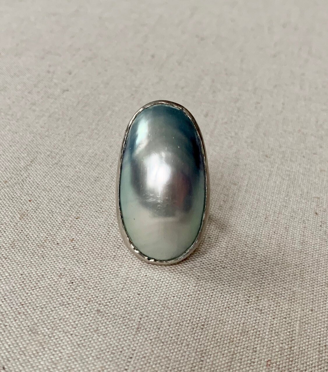 Oversized Shell Ring Sterling Silver Statement Ring Vintage Modernist ...