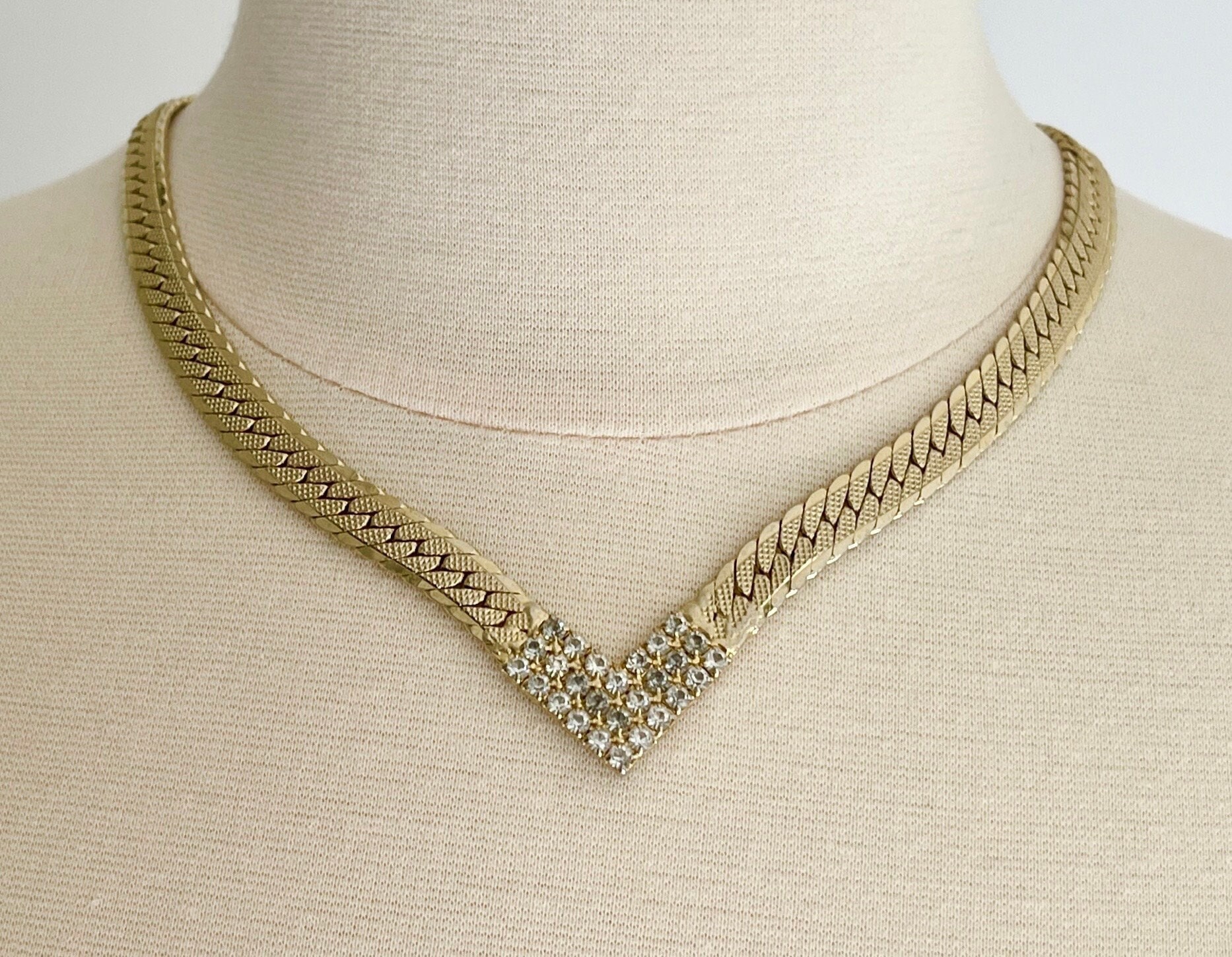80s Gold Chain Necklace Western Glam Rodeo Queen Vintage Slinky ...