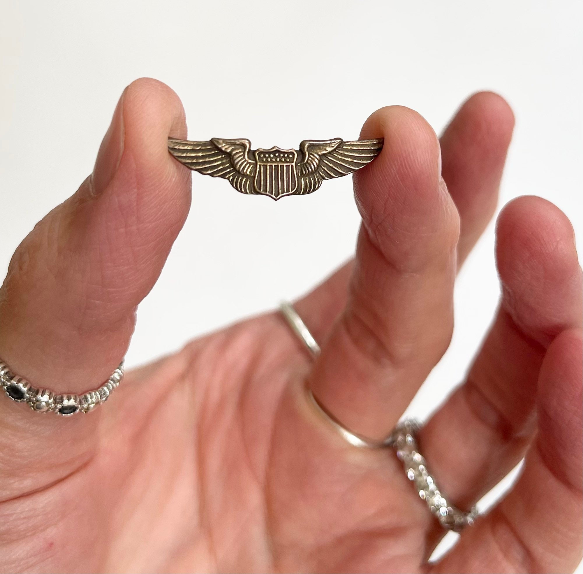 WWII Sterling Wings Pin Vintage Air Force Military Militaria Brass Gold ...