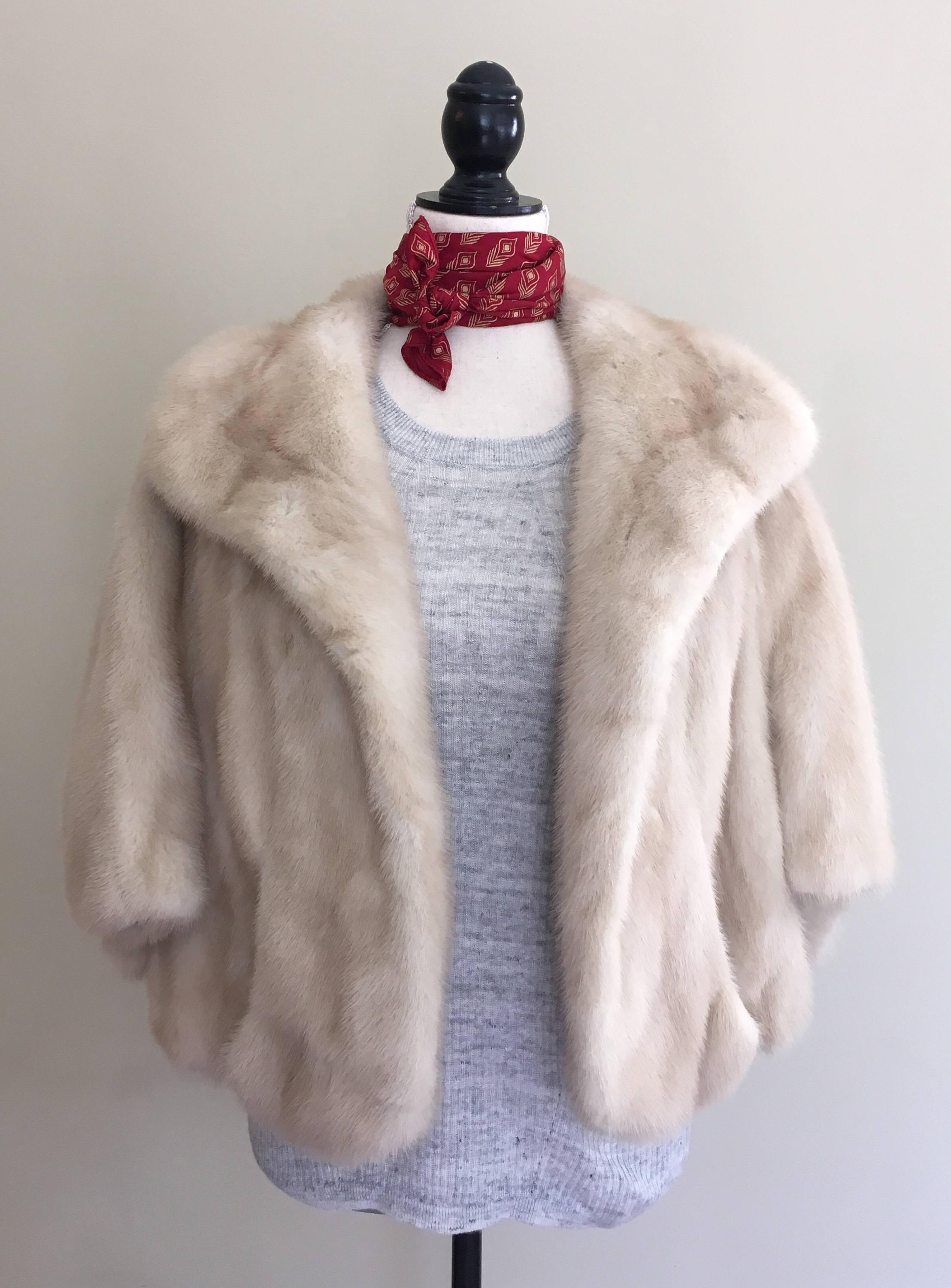 Reserved For J Vintage Blonde Mink Fur Capelet Stole Jacket Bolero 50s