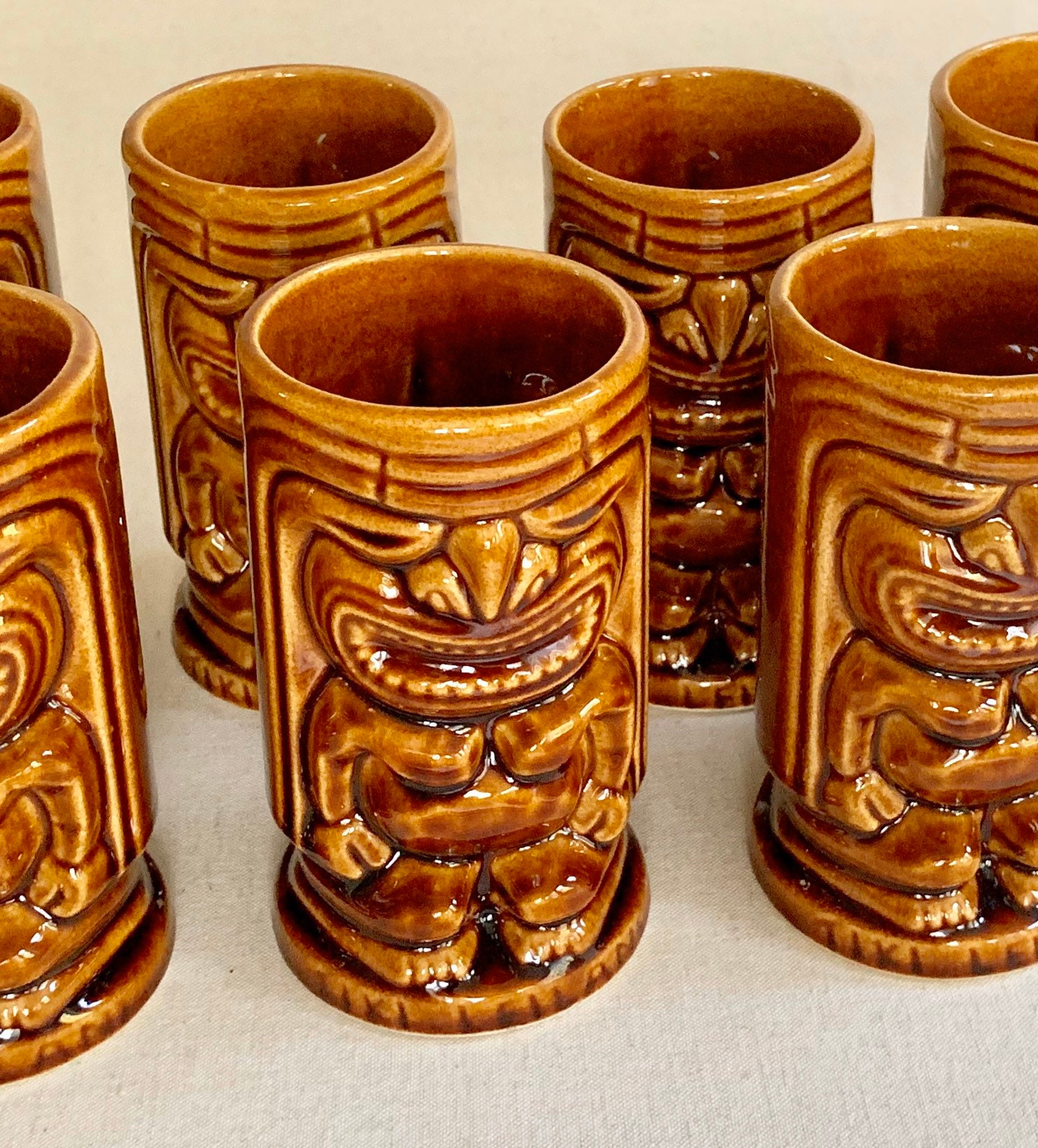 Mid Century Tiki Mug Lot Set of 4 Vintage Barware Drinkware Tropical ...