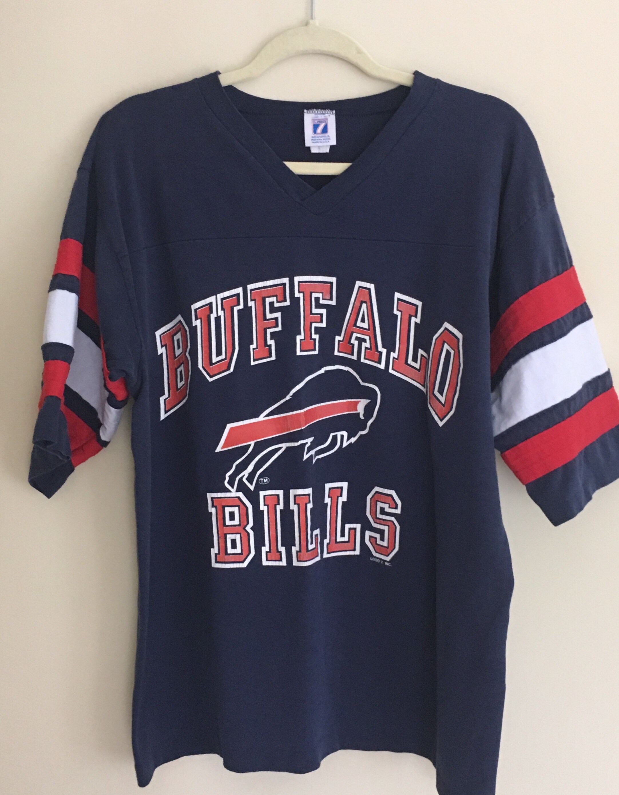 Buffalo Bills Jersey Shirt T Tee Vintage New York Navy Blue Red Cotton ...