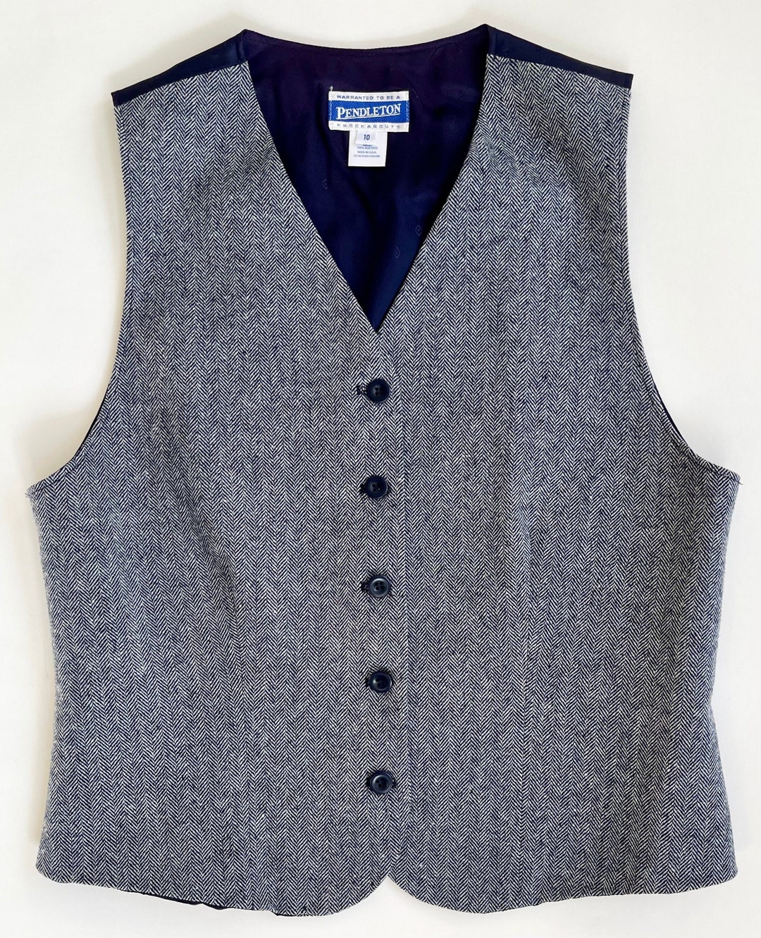 Pendleton Herringbone Wool Vest Waistcoat Made in USA Vintage Natural ...