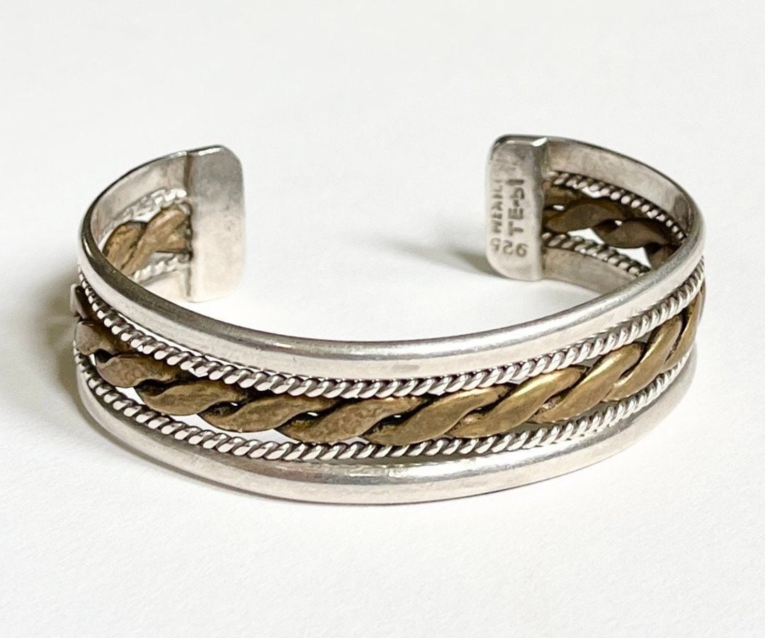 Taxco Sterling Silver Cuff Bracelet Twisted Rope Vintage 60s 70s Taxco ...