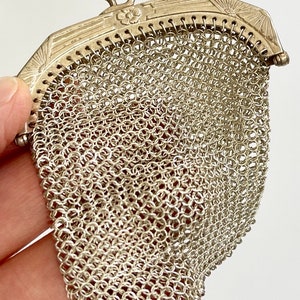 Sterling Silver Mesh Bag Coin Purse Antique Very Fine Slinky Mesh Art ...