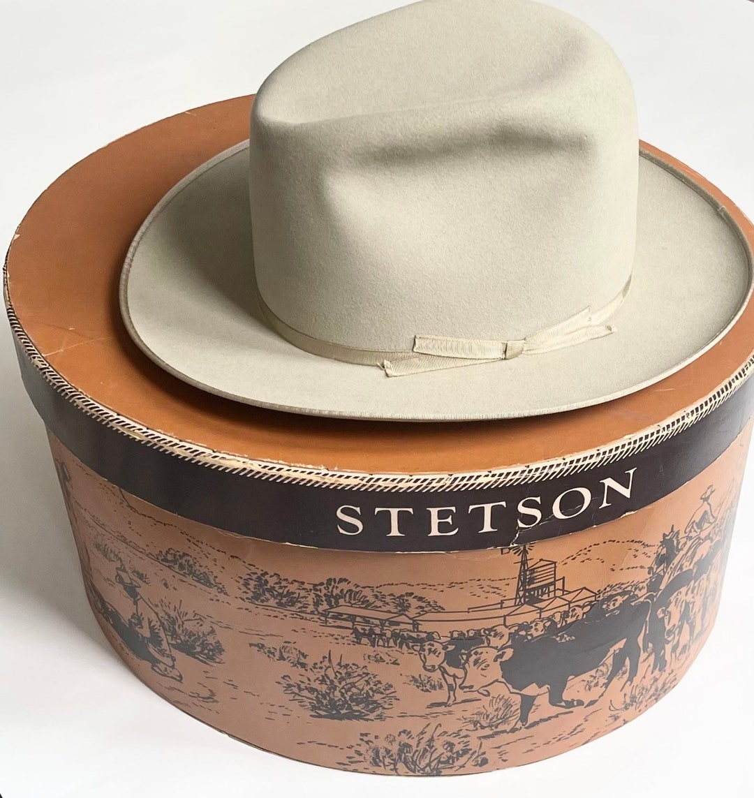 Stetson Cowboy Hat Fedora With Rare Hat Box Pale Beige - Etsy