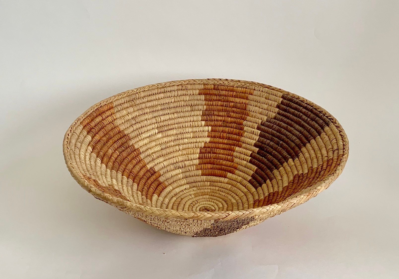 Large Venezuelan Basket Bowl Handmade Catchall Circle Round Vintage 70s ...