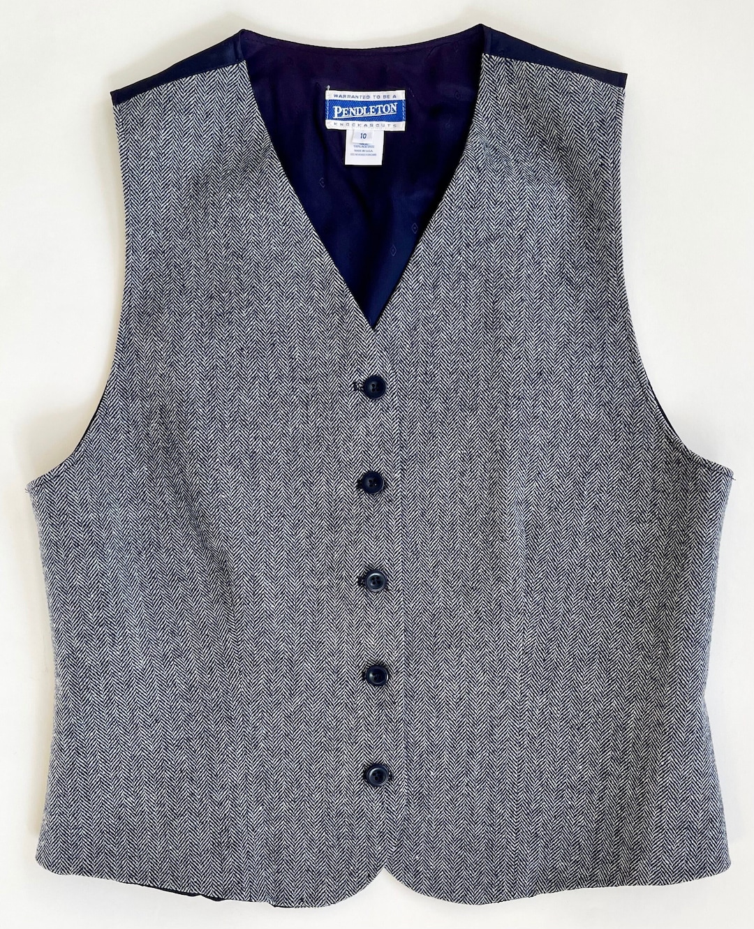 Pendleton Herringbone Wool Vest Waistcoat Made in USA Vintage Natural ...