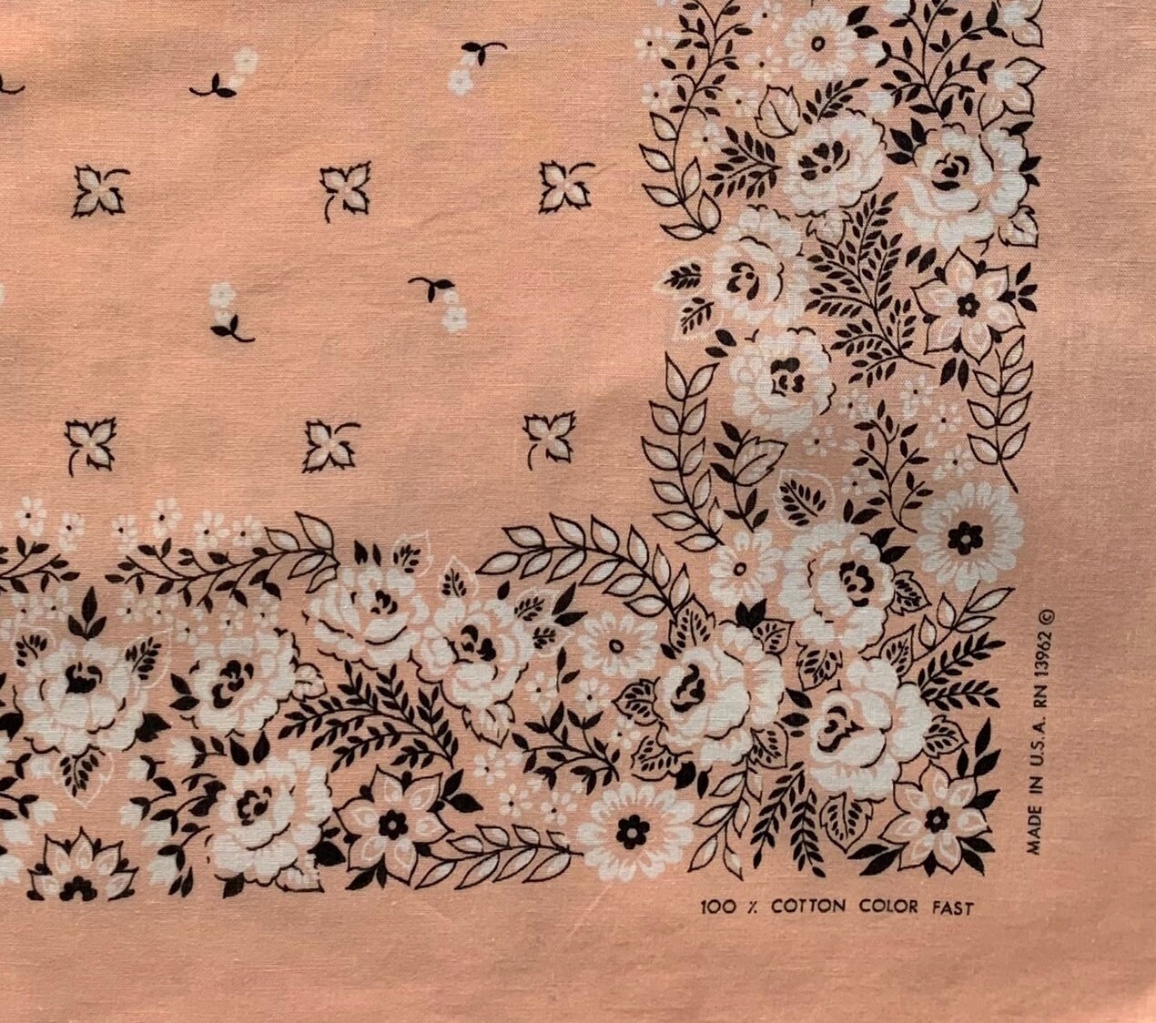 Rare Peach Color Bandana Vintage 70s Color Fast All Cotton Made in USA ...