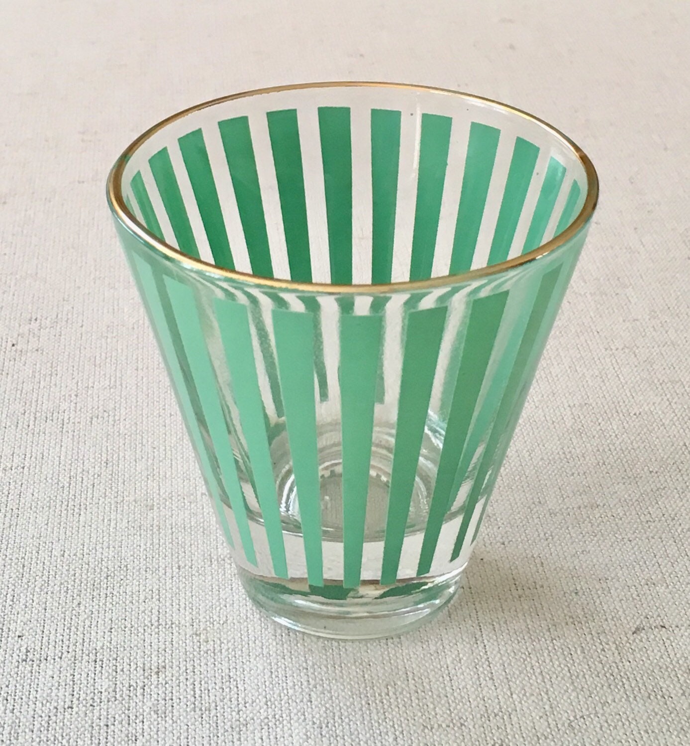 Mid Century Bar Glasses Highball Rocks Cocktail Barware Gold Rim ...