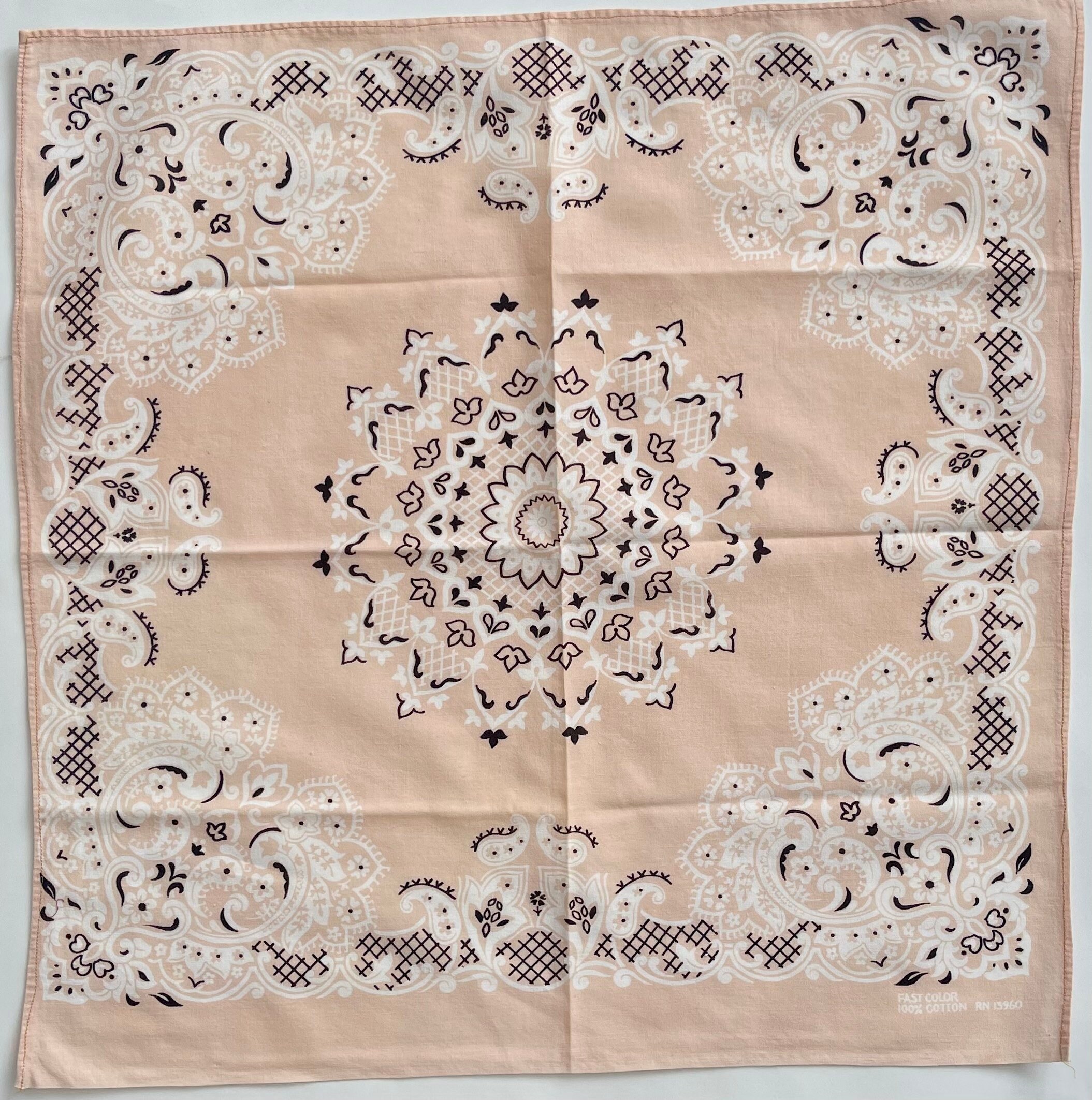 Rare Peach Color Bandana Vintage 60s Fast Color Soff Worn Faded All ...