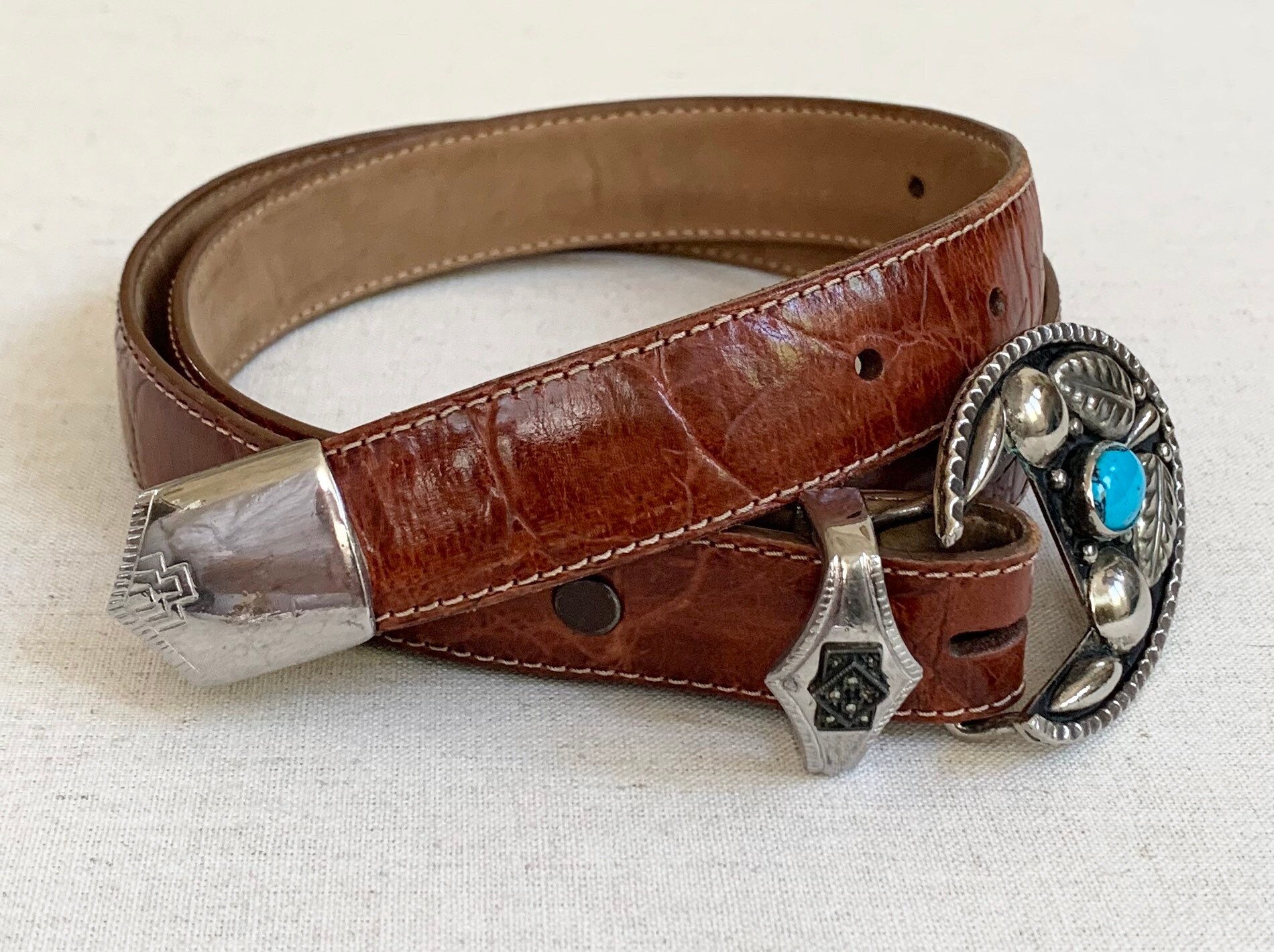 RESERVED Judith Jack Turquoise Belt Decorative Western Alpaca Mexico ...