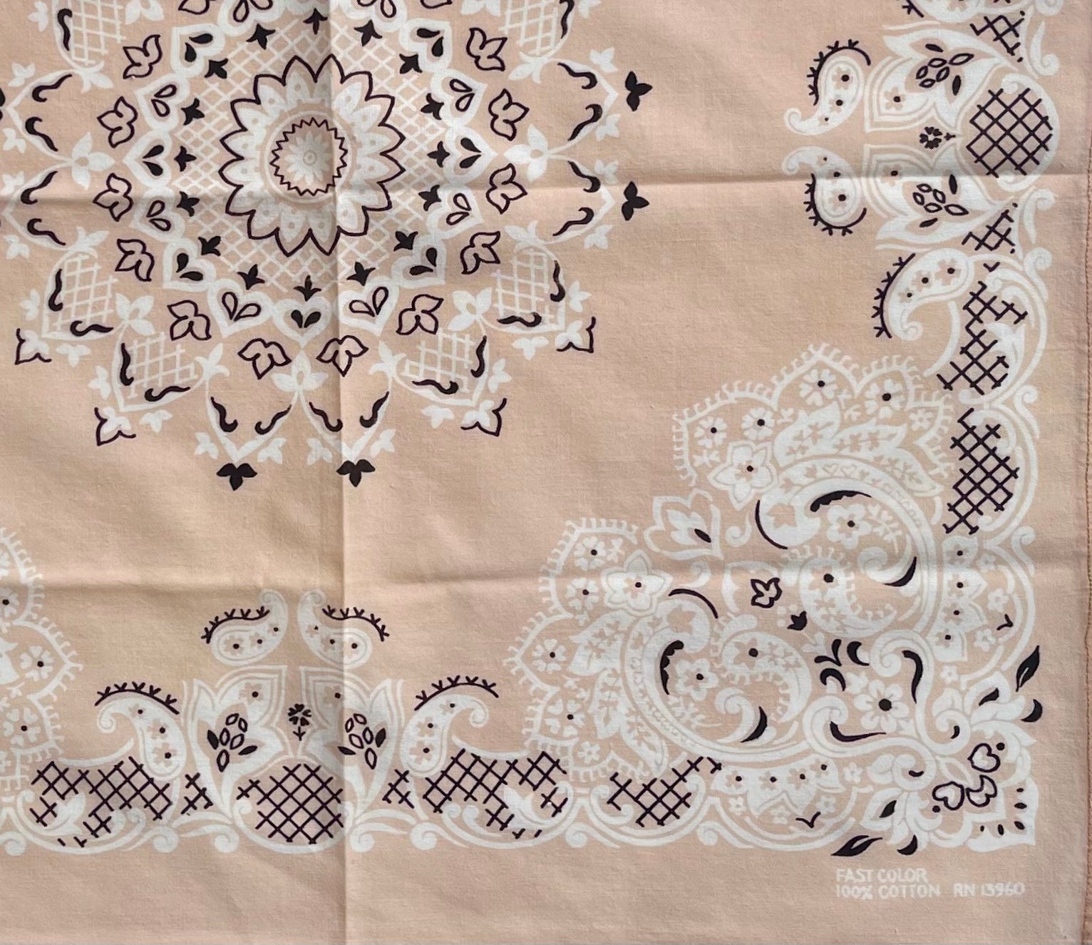 Rare Peach Color Bandana Vintage 60s Fast Color Soff Worn Faded All ...