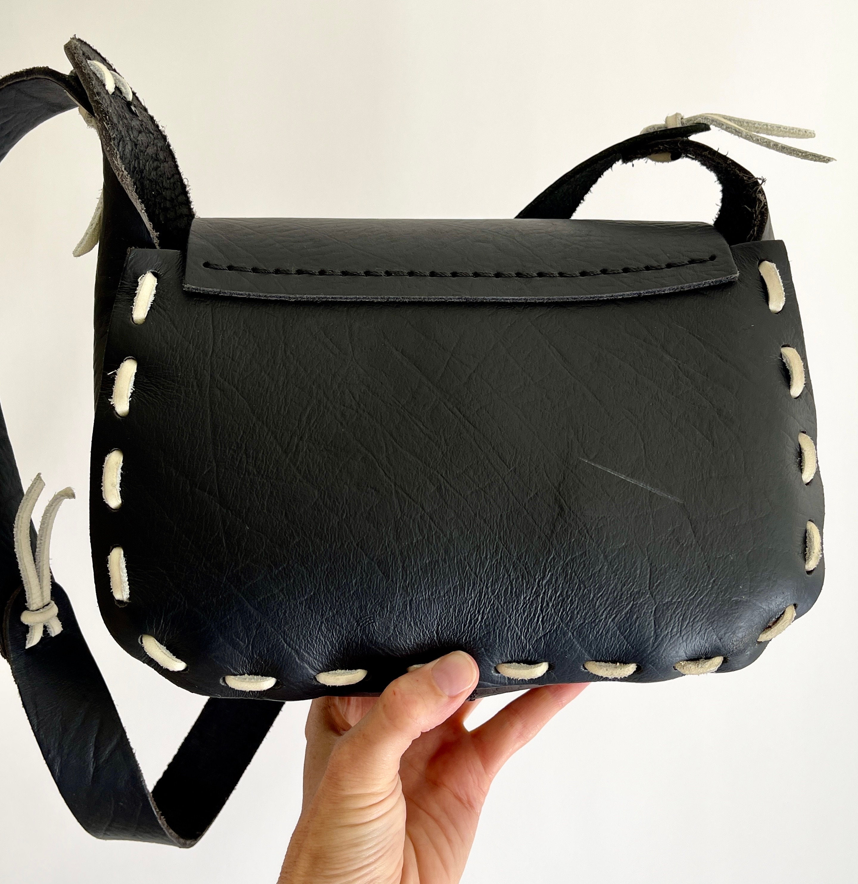 Pristine Western Black Bag Purse Handmade Vintage Soft Black Leather ...