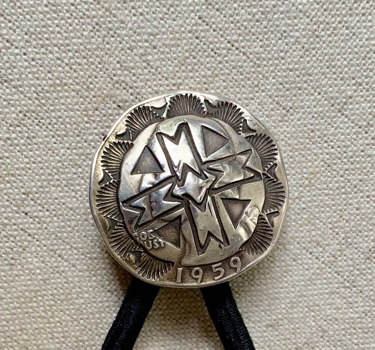 Southwest Silver Ponytail Holders Hair Band Tie Vintage Handmade Button ...
