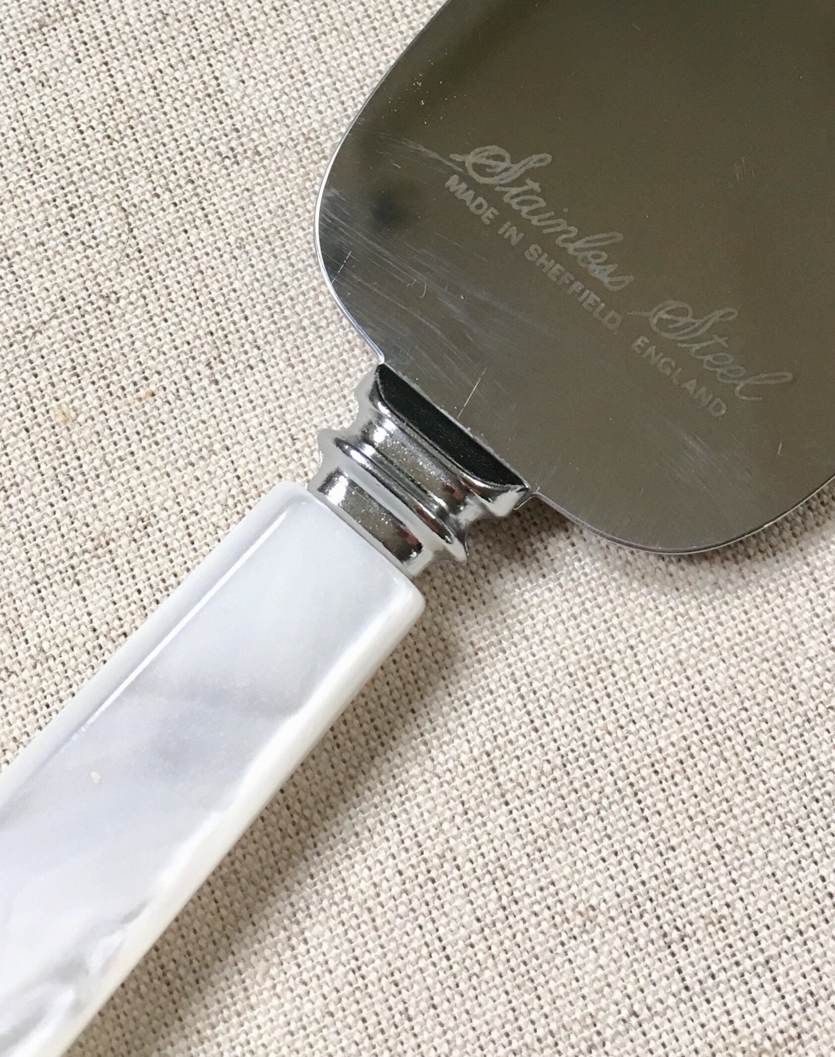 Wedding Cake Cutter Knife Server Pearlized Handle Vintage Antique Retro ...