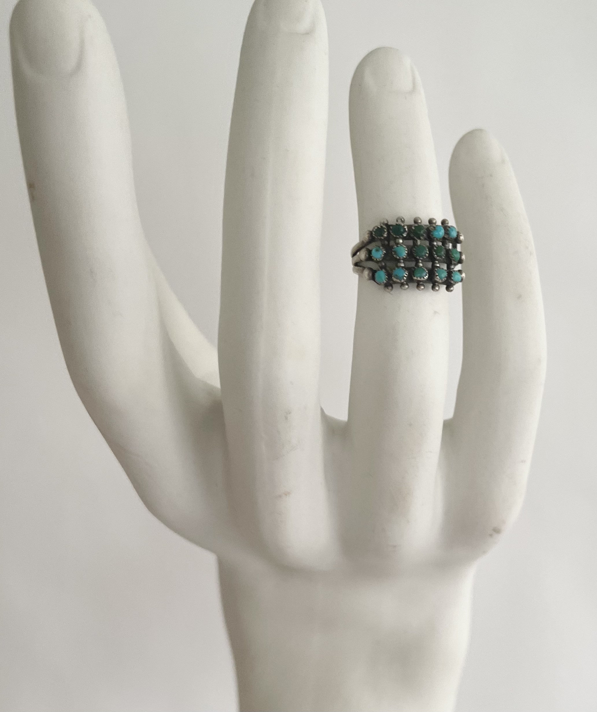 Three Row Snake Eye Turquoise Ring Band Vintage Antique 30s 40s Old ...