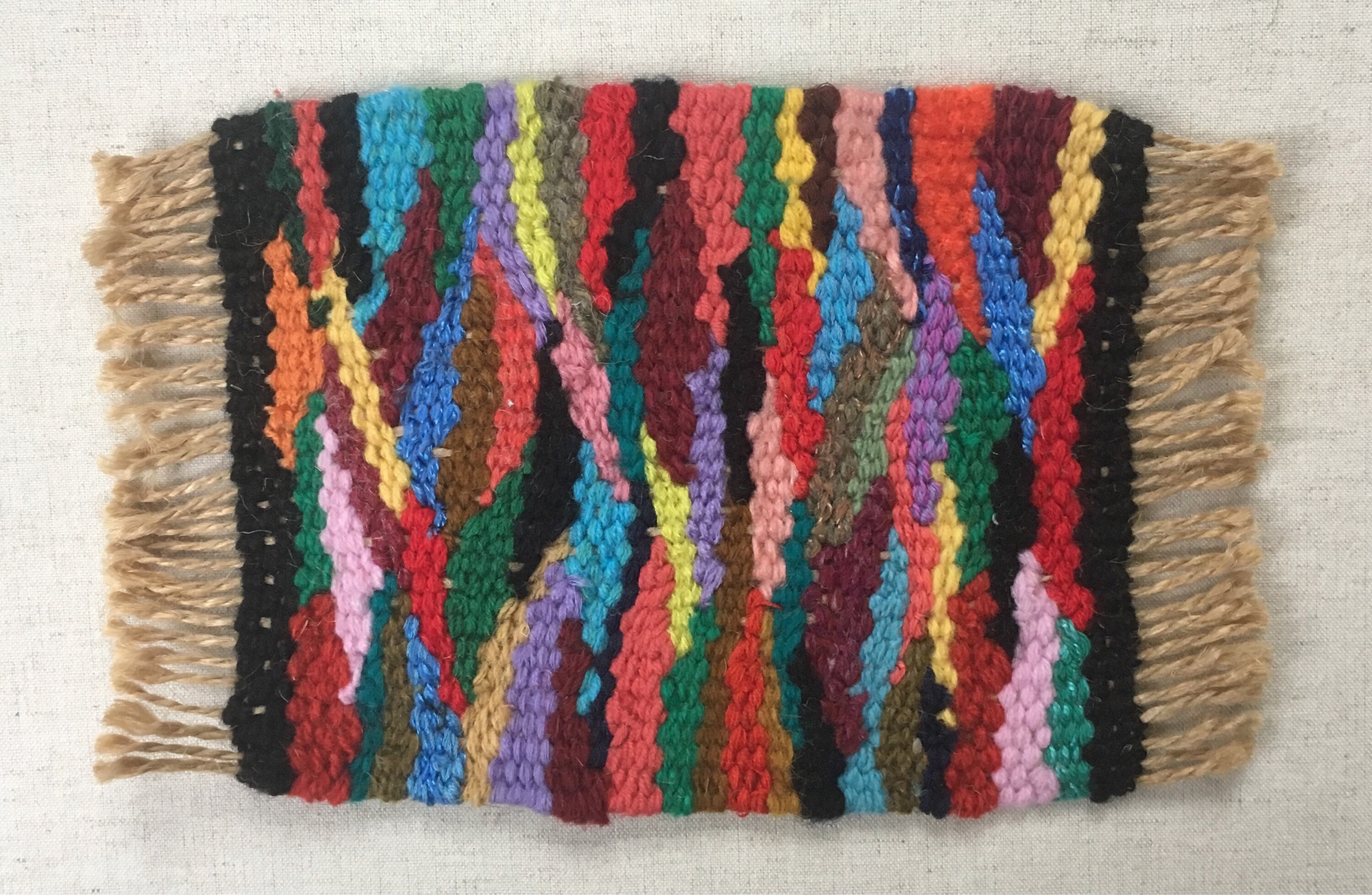 Hand Woven Coaster Set of 6 Vintage Home Decor Colorful Stripes Hemp ...