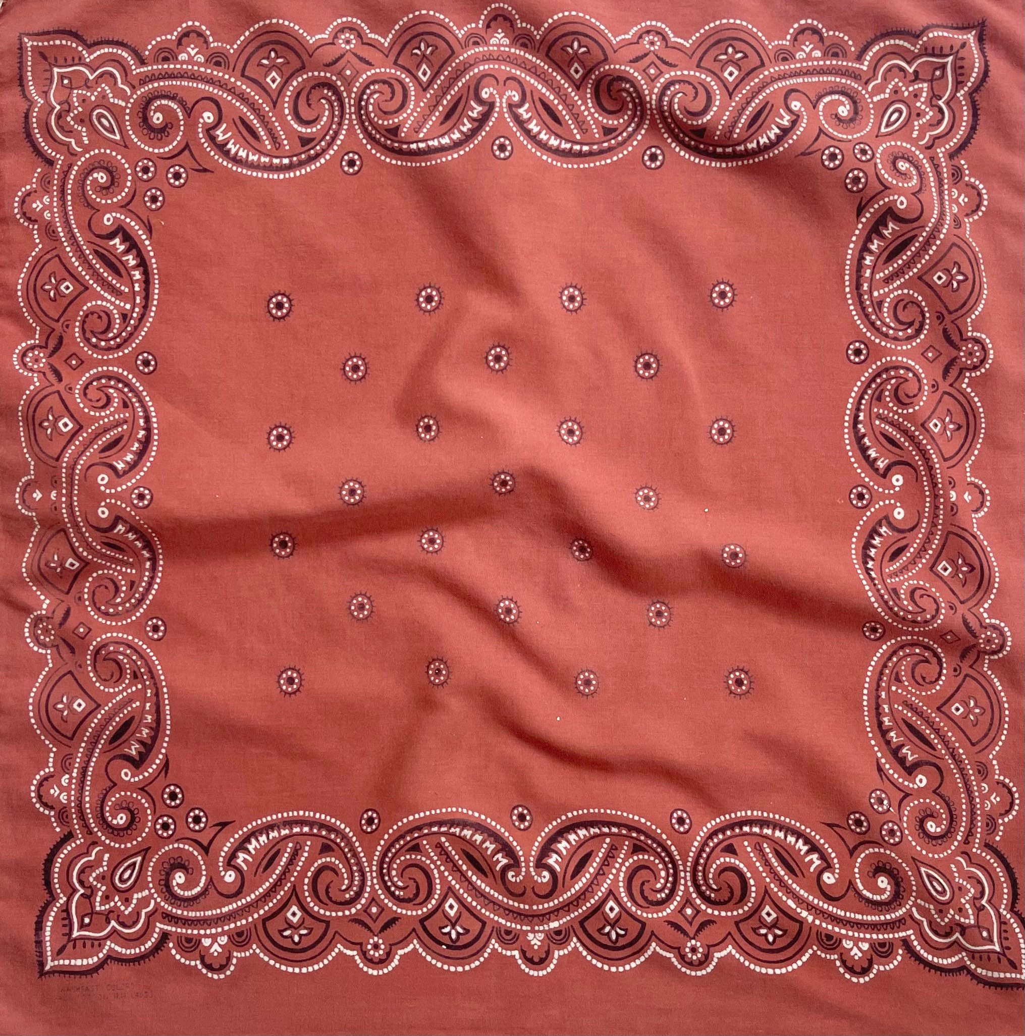 60s Rust Brown Bandana Vintage Washfast Colors Floral Print Fast Color ...