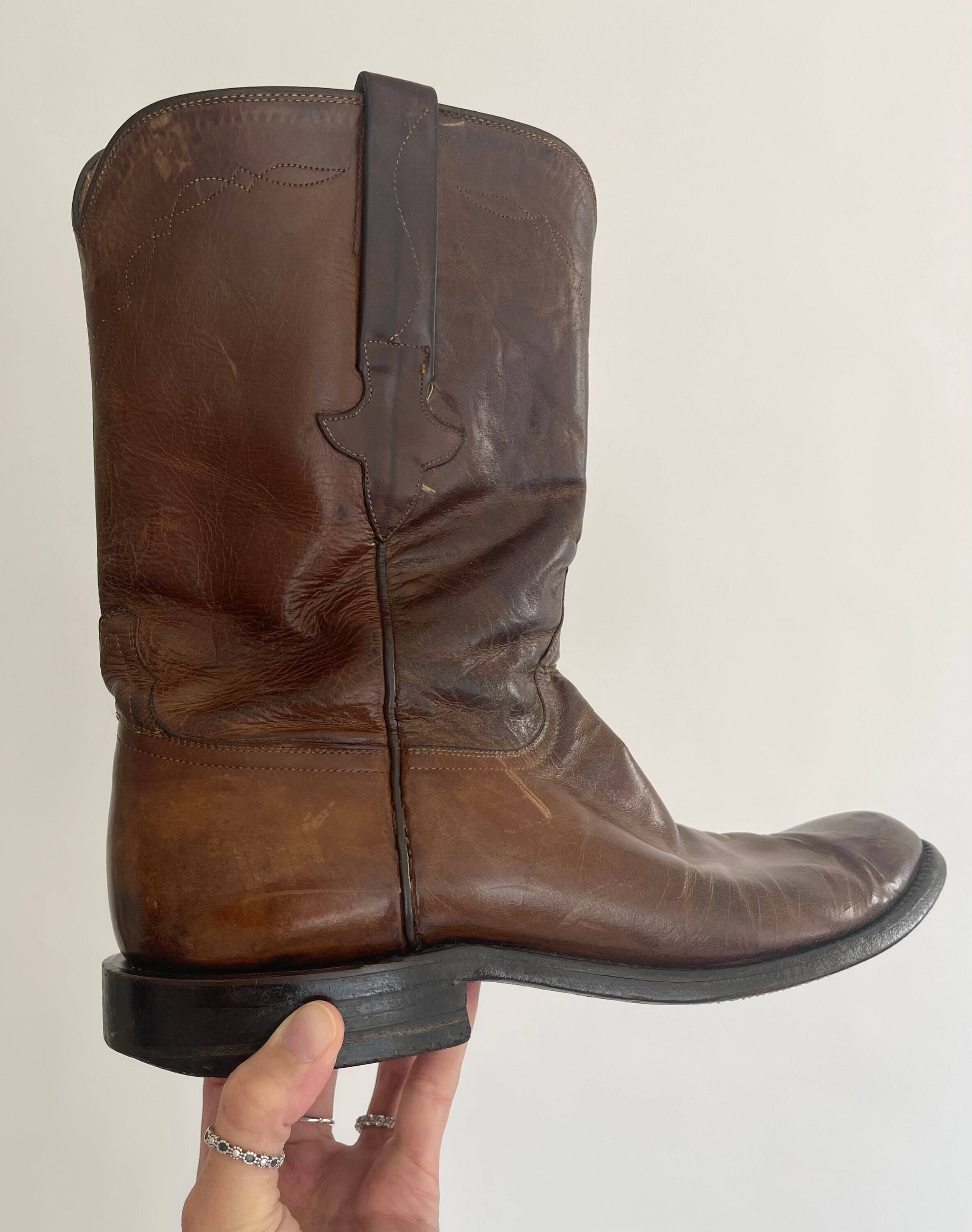 Handsome Lucchese Cowboy Boots Mens 9D Vintage Handmade Western Boots ...