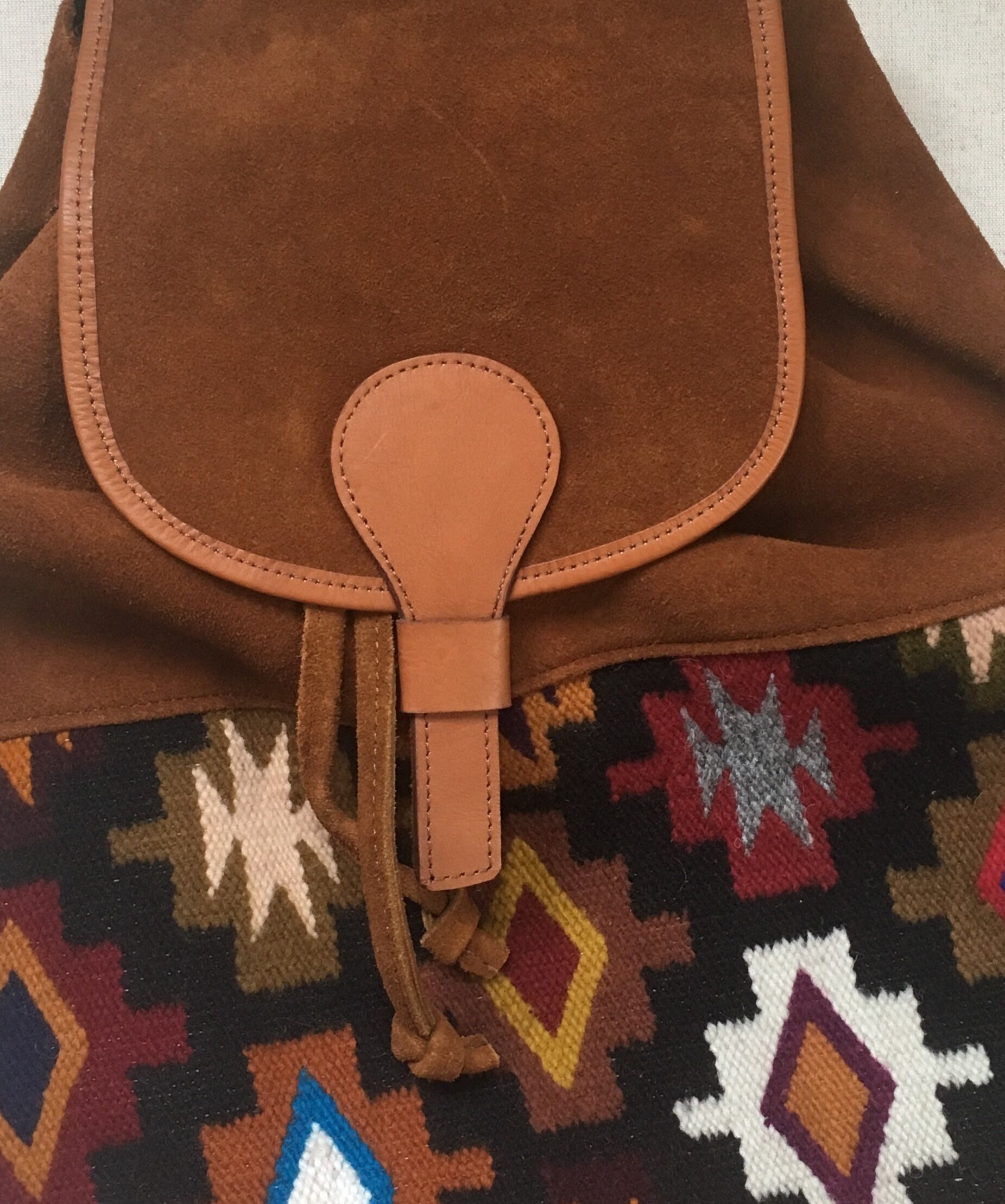 Handmade Woven Suede Backpack Purse Vintage Southwest Native American ...