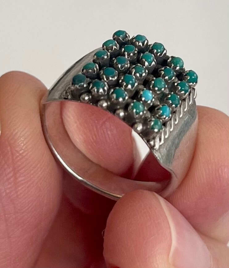 Five Row Snake Eye Turquoise Ring Pete and Vivian Haloo Native American ...
