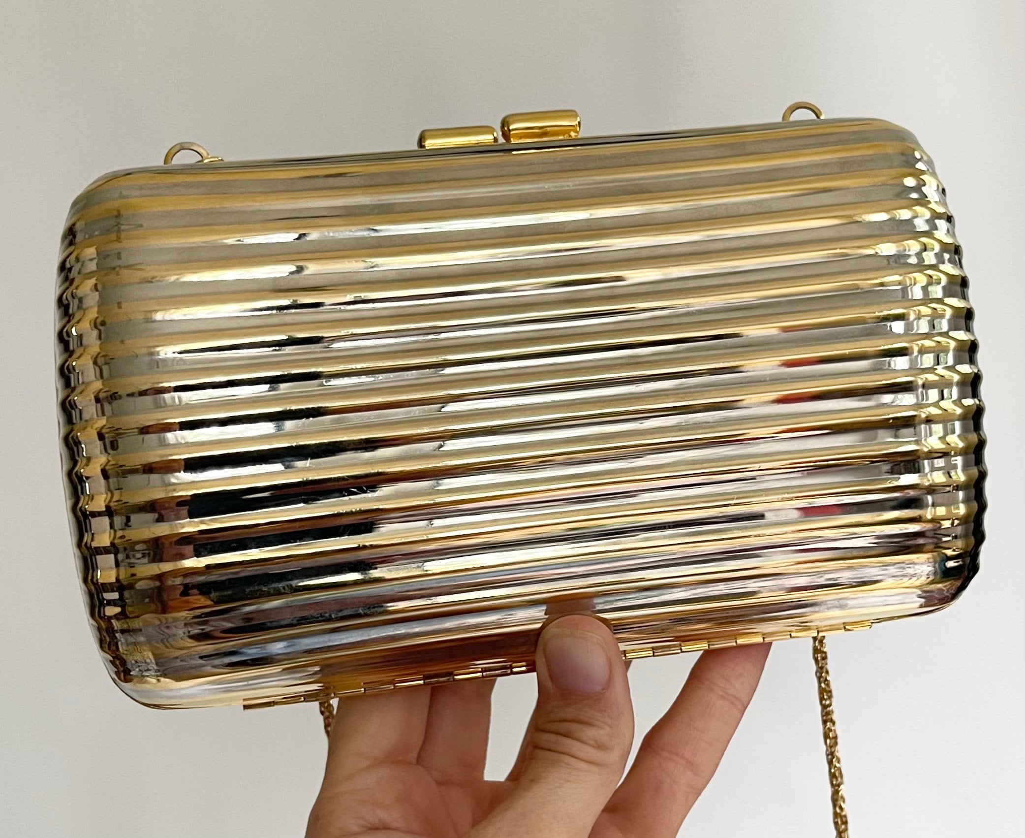 Walborg Gold Box Purse Clutch Vintage Gold Tone Metal Evening Bag ...