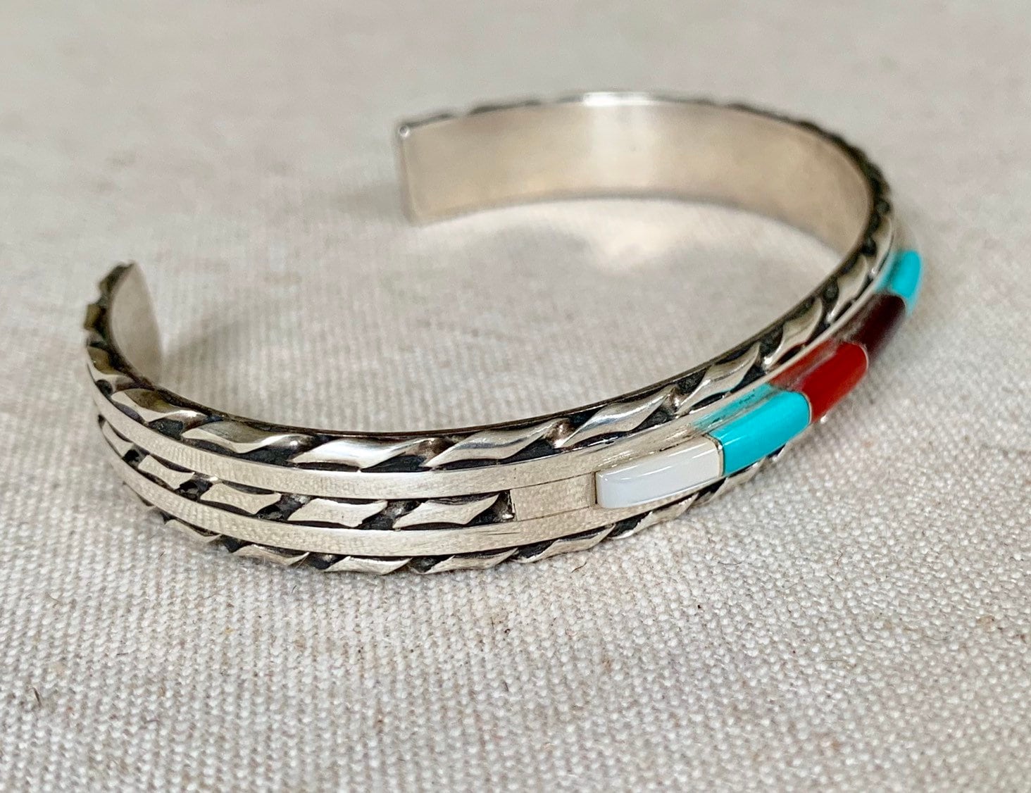 Panteah Zuni Turquoise Bracelet Cuff Vintage Native American Sterling ...