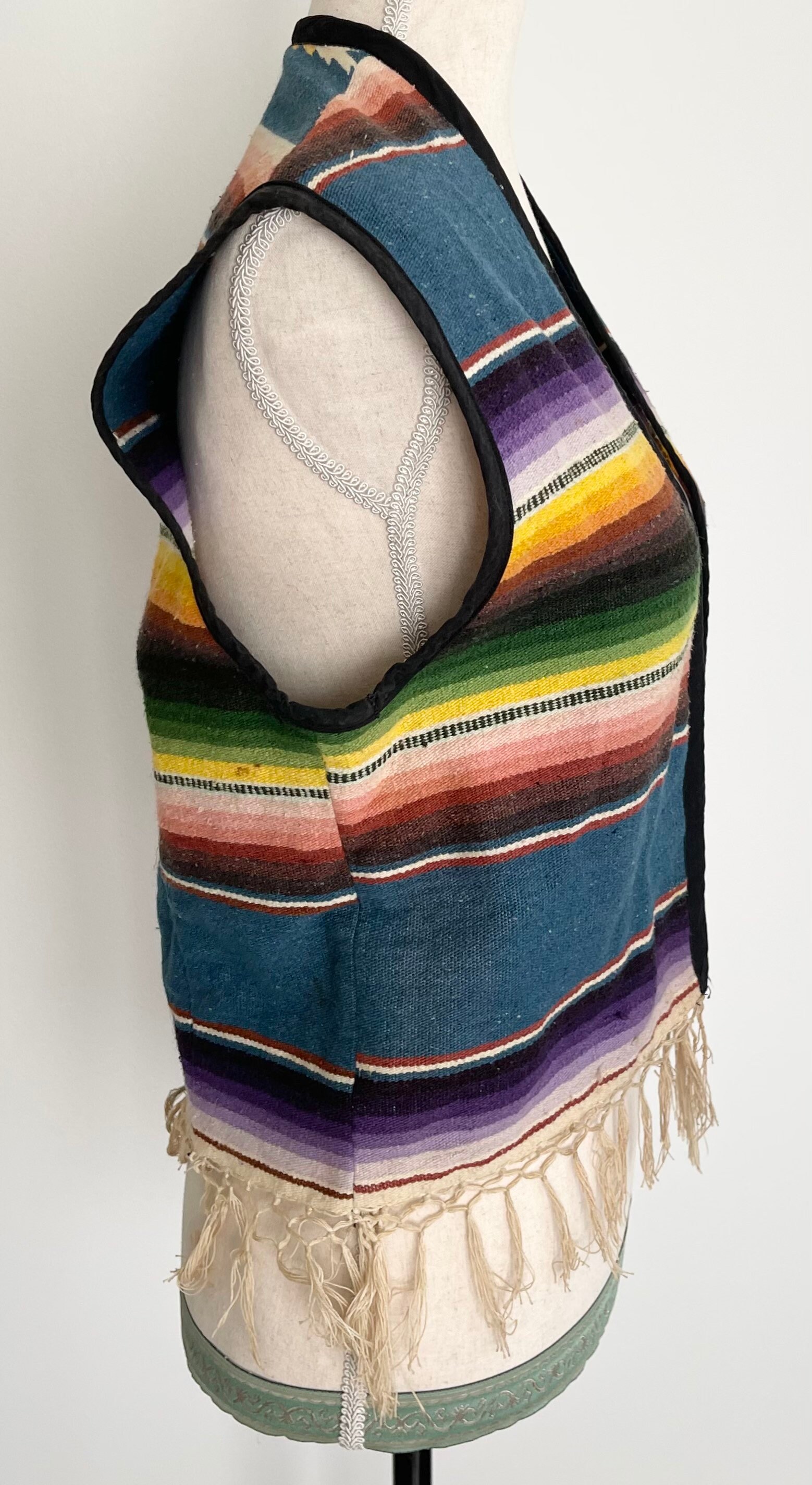 Blue Serape Southwest Vest Vintage Repurposed 60s Serape Crafted into a ...