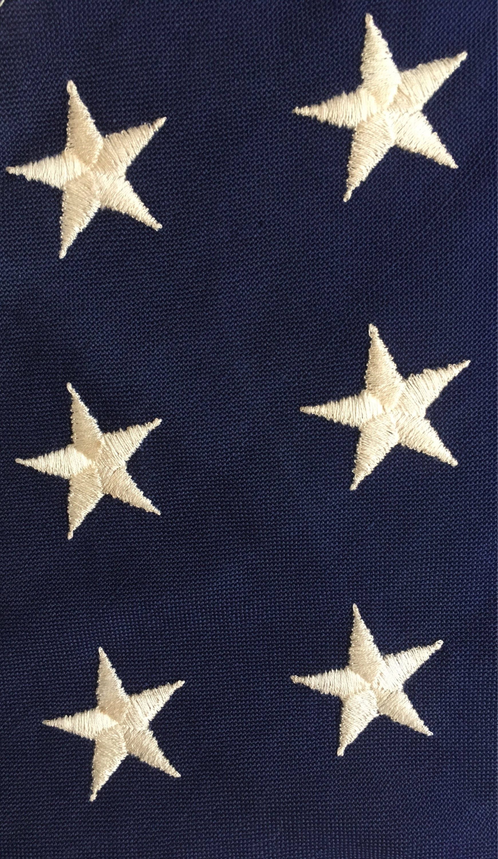 Rustic Distressed Cotton American Flag with Embroidered Stars