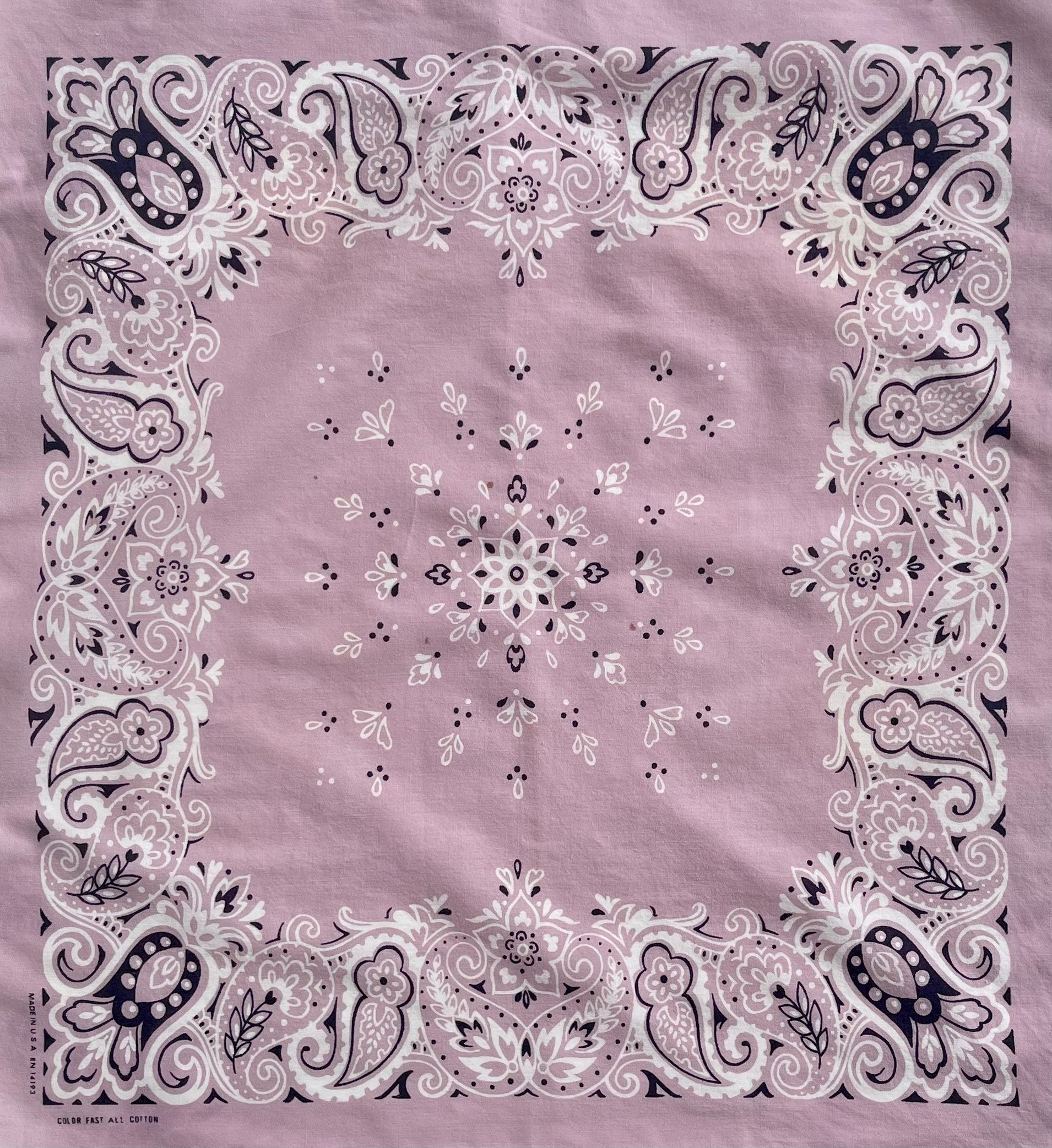 Faded Purple Bandana Vintage 60s Color Fast Made in USA Black White ...