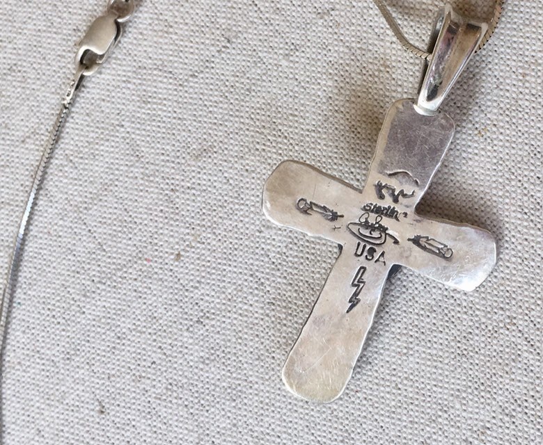 Sterling Silver Cross Pendant Large Size Vintage Native American Navajo ...