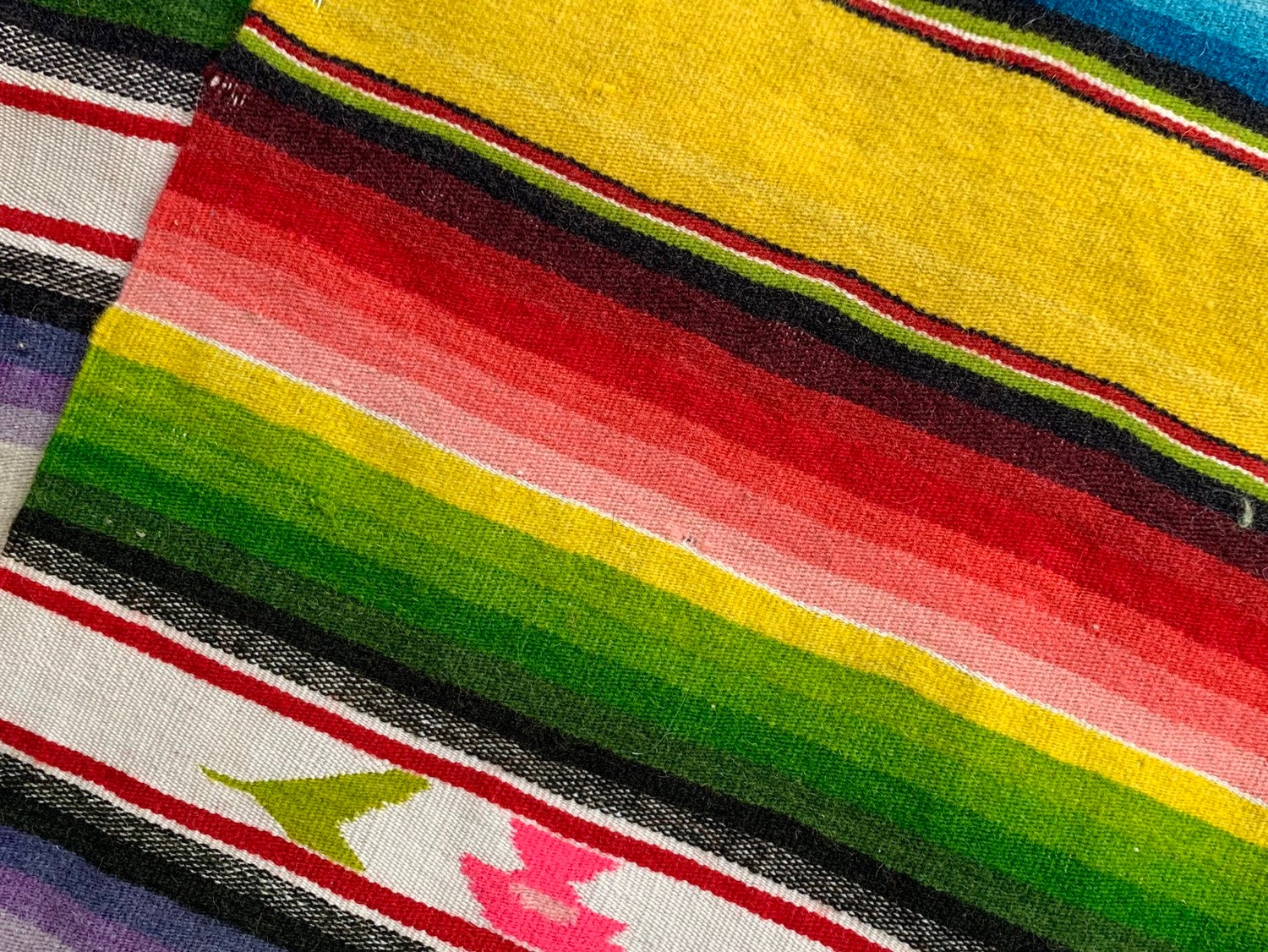 Antique Serape Saltillo Hand Woven Runner Textile Mat Wall Hanging Rug ...