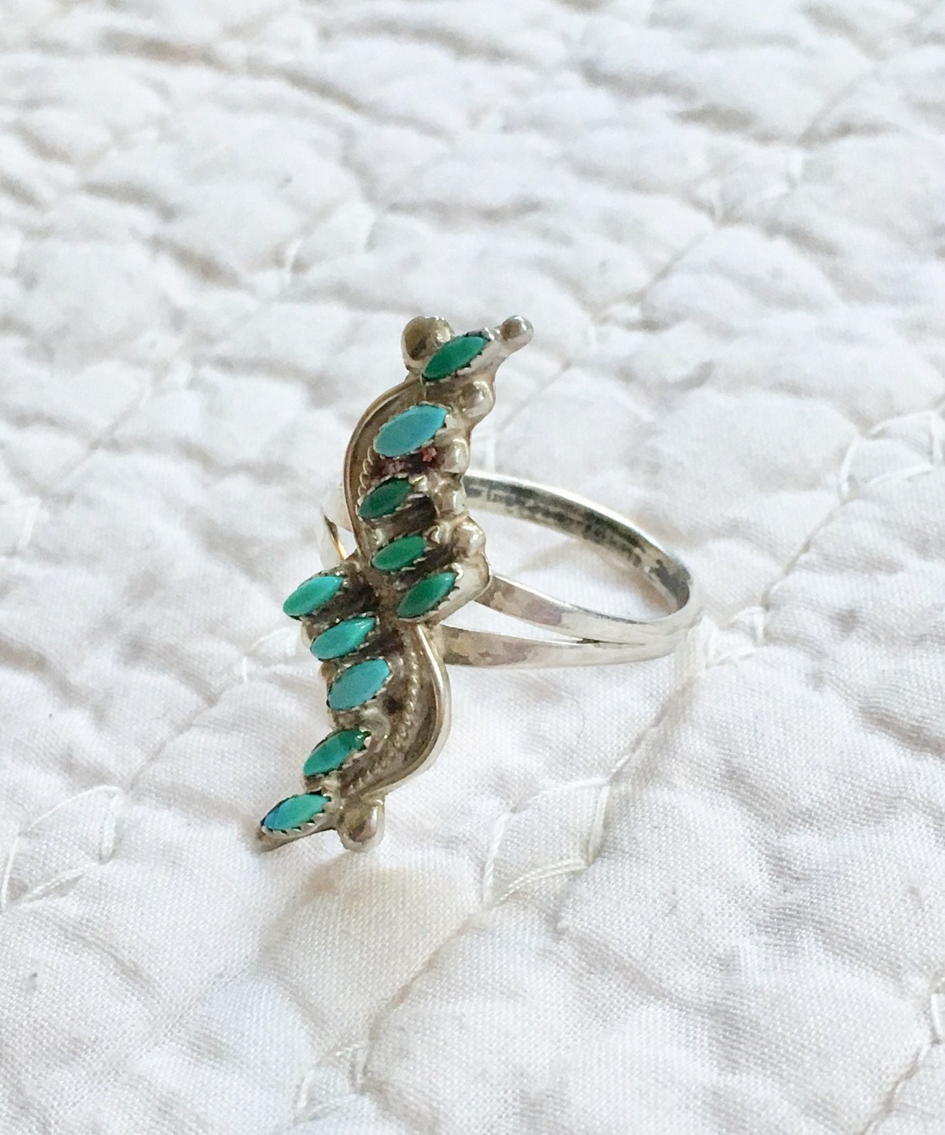 Vintage Zuni Turquoise Ring Native American Sterling Silver Mulitstone ...