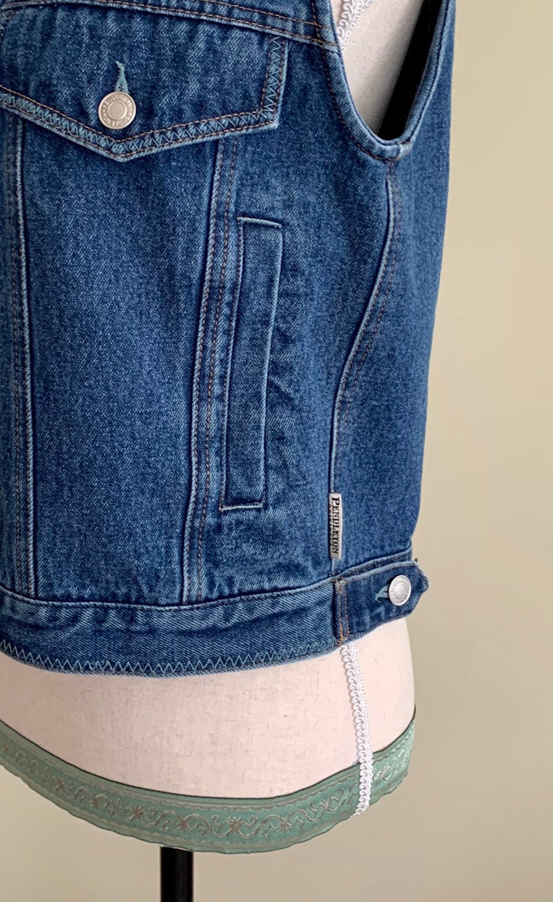 Pendleton Southwest Denim Vest Sleeveless Jacket Vintage 90s Medium ...