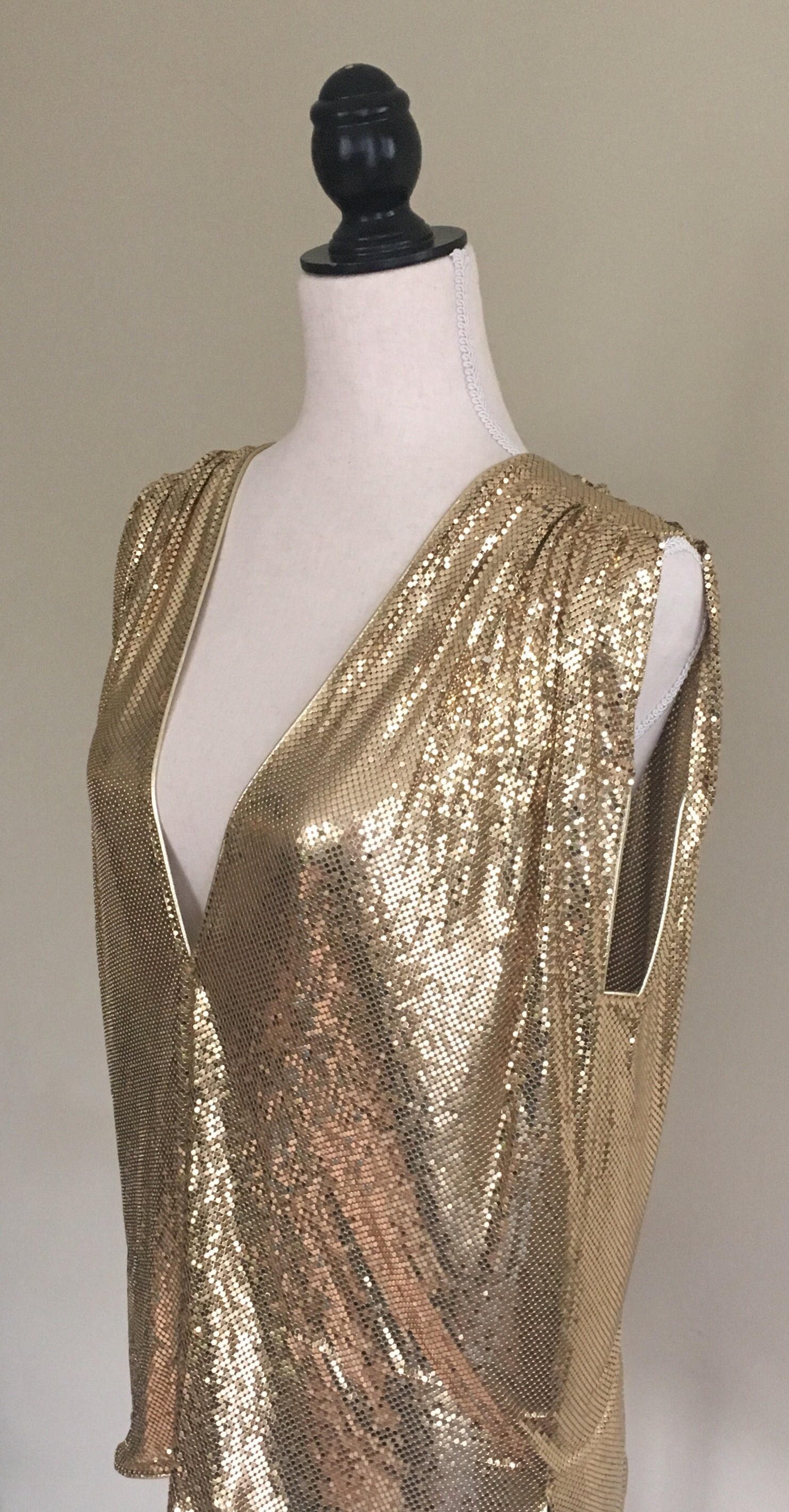 Gold Chain Mail Top Shirt Vintage 80s RARE HEAVY Mesh Disco Glam Party ...