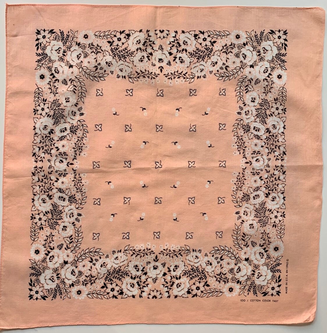Rare Peach Color Bandana Vintage 70s Color Fast All Cotton Made in USA ...