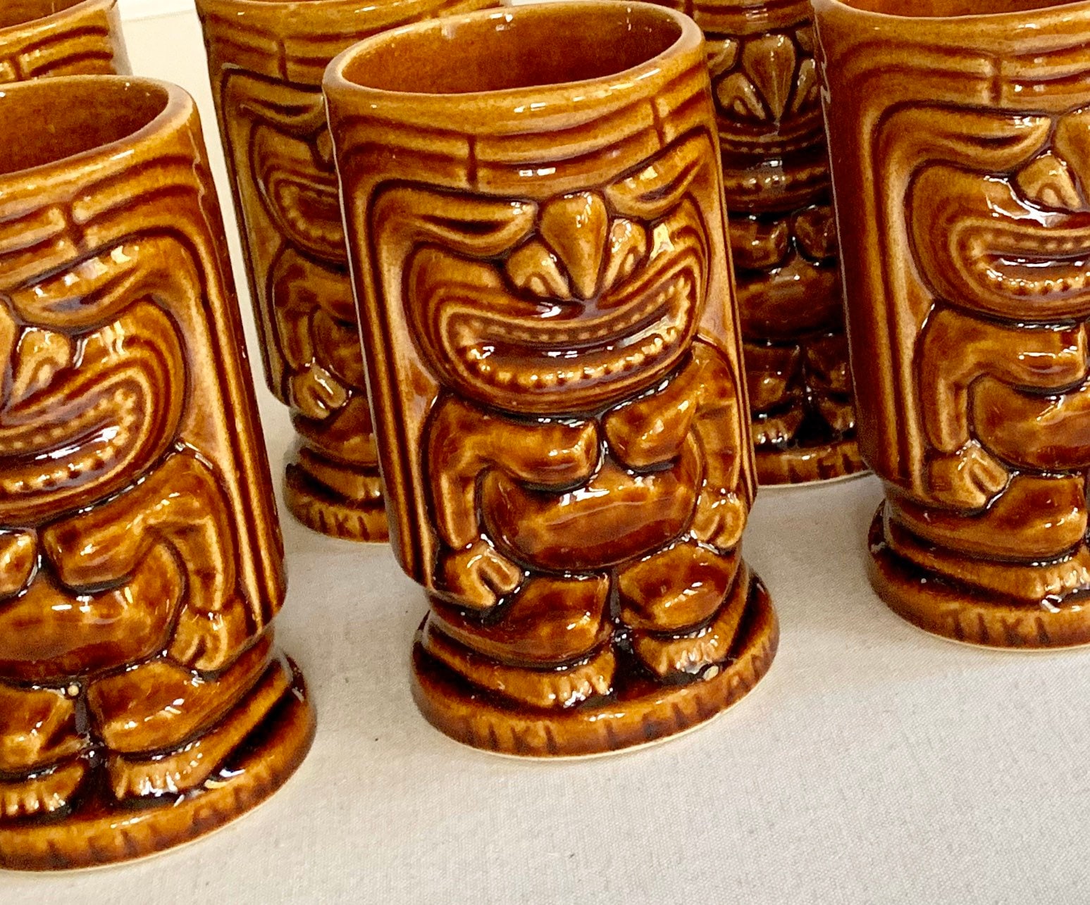 Mid Century Tiki Mug Lot Set of 4 Vintage Barware Drinkware Tropical ...