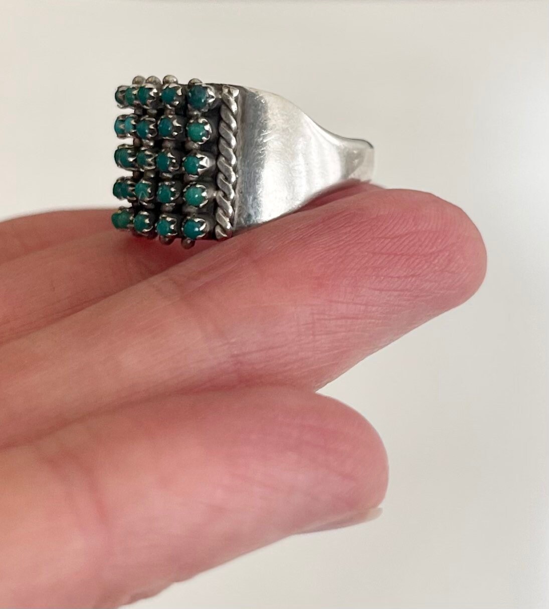 Five Row Snake Eye Turquoise Ring Pete and Vivian Haloo Native American ...