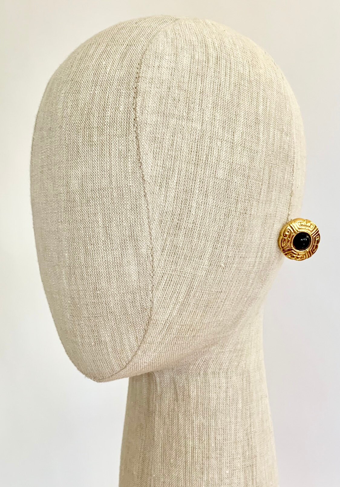 Signed Givenchy Gold Earrings Vintage Signature Logo Design Black Stone ...