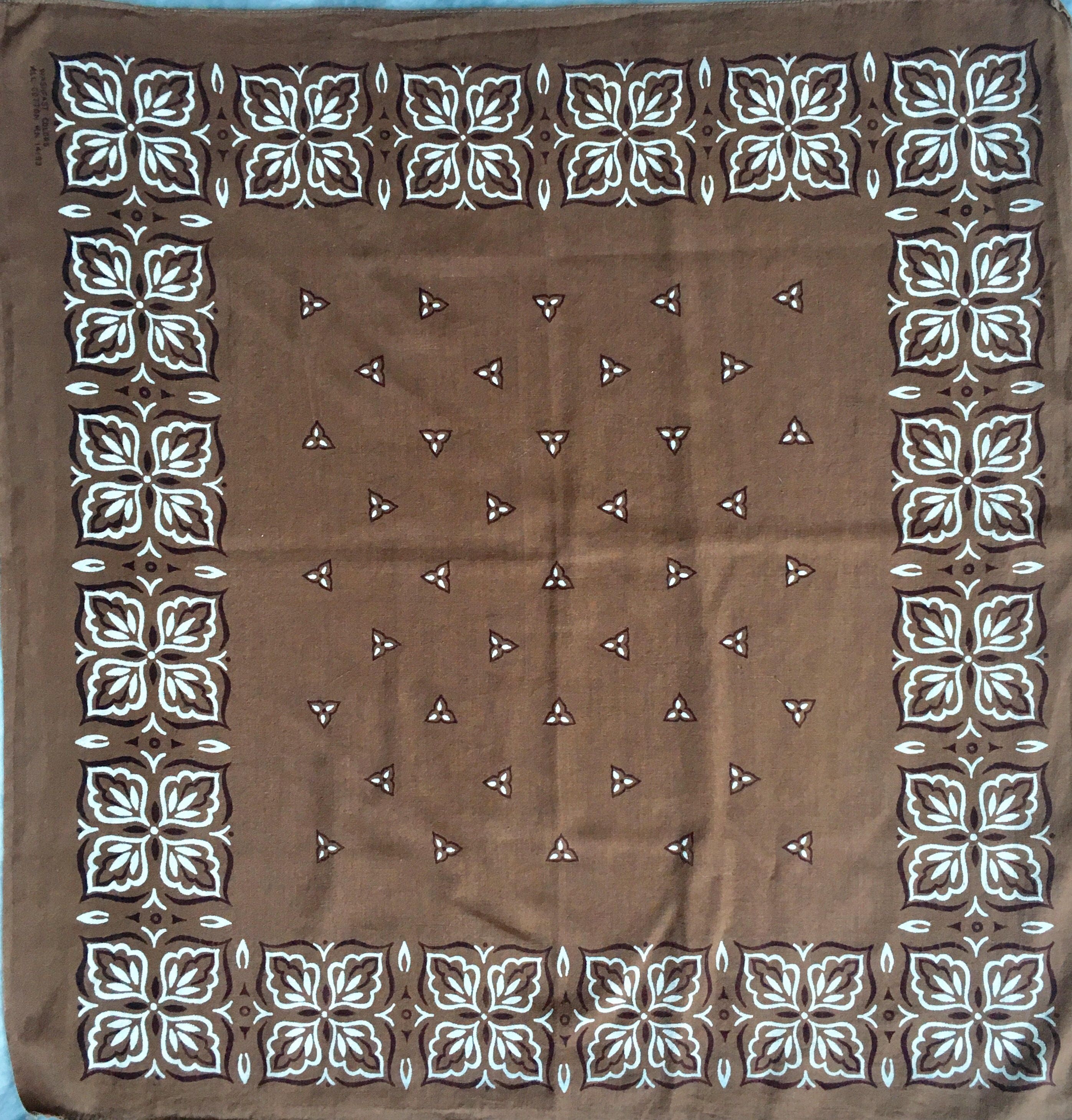 Vintage Brown Bandana Washfast Colors RN 14193 Rare Color