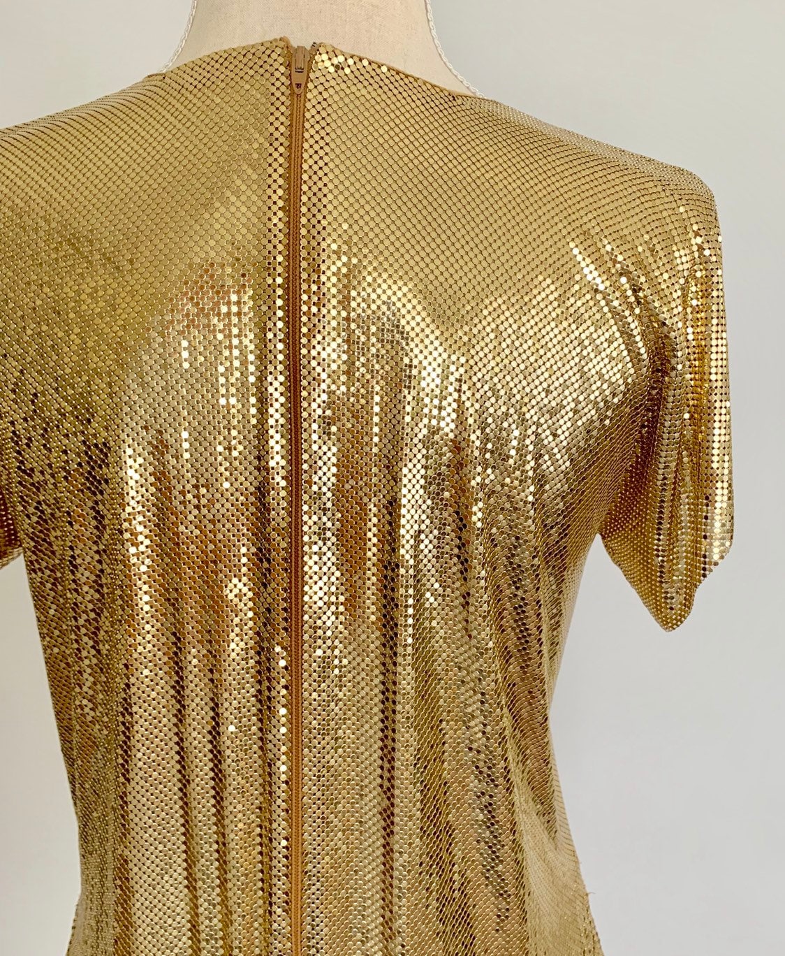 Gold Chain Mail Top Shirt Vintage Whiting And Davis Heavy Metal Mesh