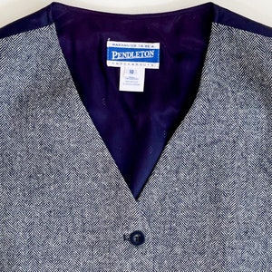 Pendleton Herringbone Wool Vest Waistcoat Made in USA Vintage Natural ...