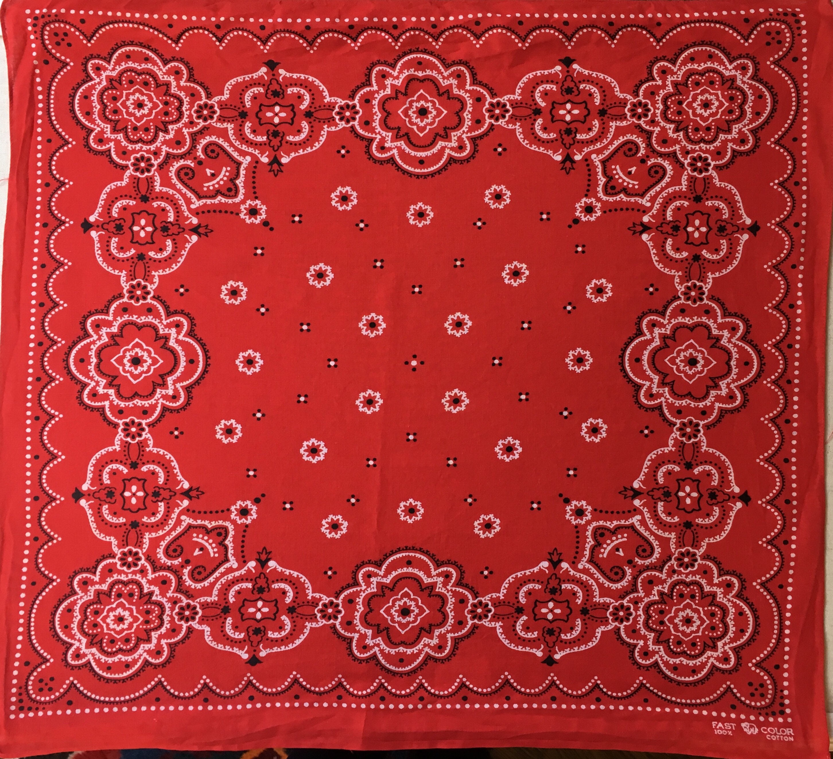 Collectible Elephant Trunk Down Bandana Fast Color Red Paisley Cowboy ...