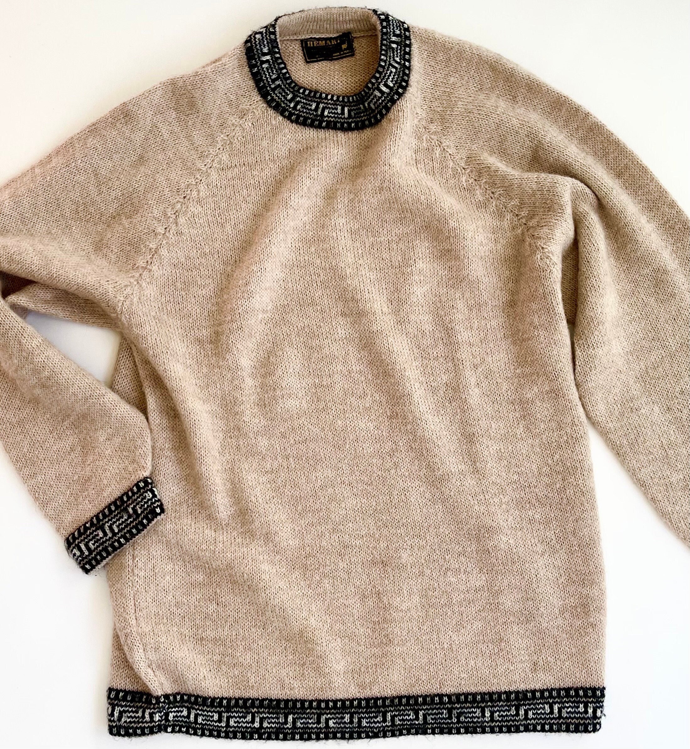 Soft 70s Alpaca Sweater Vintage Peruvian Lightweight 100% Alpaca Wool ...